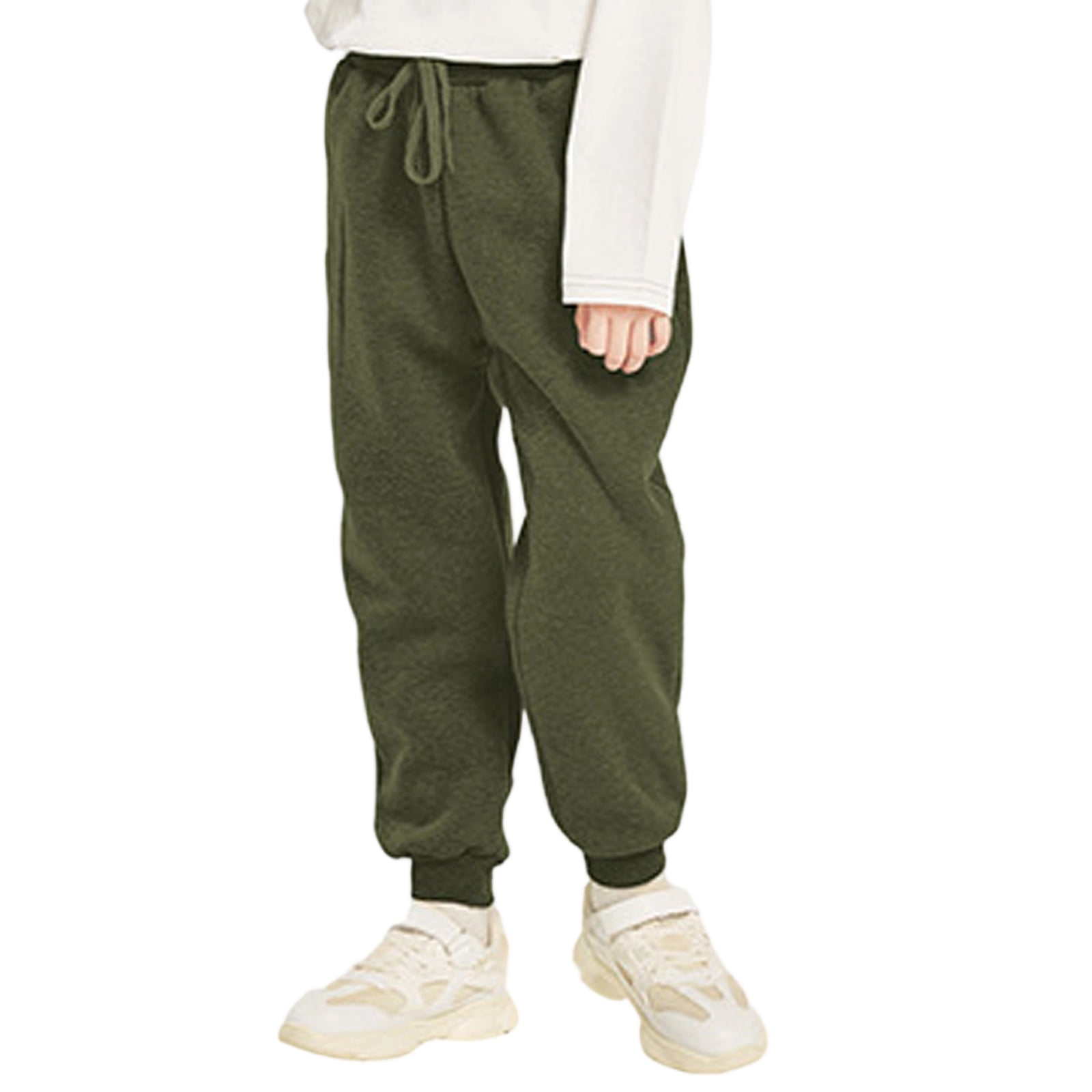 Domuza Kids Unisex Cotton Sweatpants Drawstring Plain Jogger Pants for ...