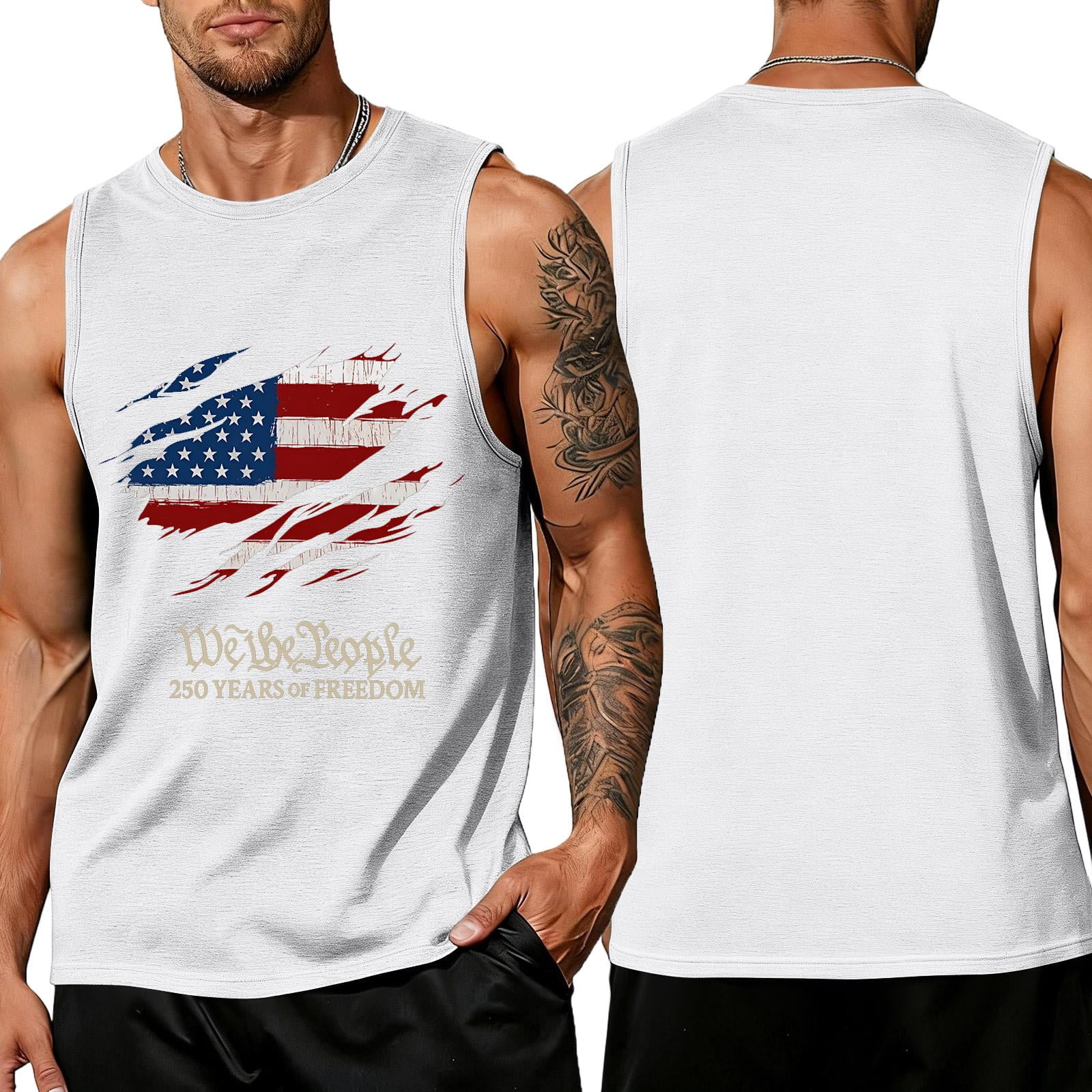 Domuza Men's 250th Anniversary Usa Shirts Usa Flag Graphics Casual Crew ...