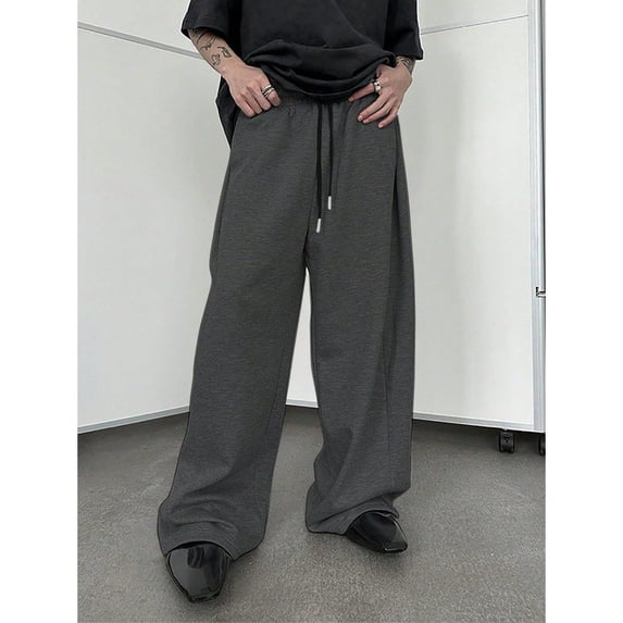 Domuza Men's Baggy Pants Wide Leg Drawstring Elastic Waist Loose ...