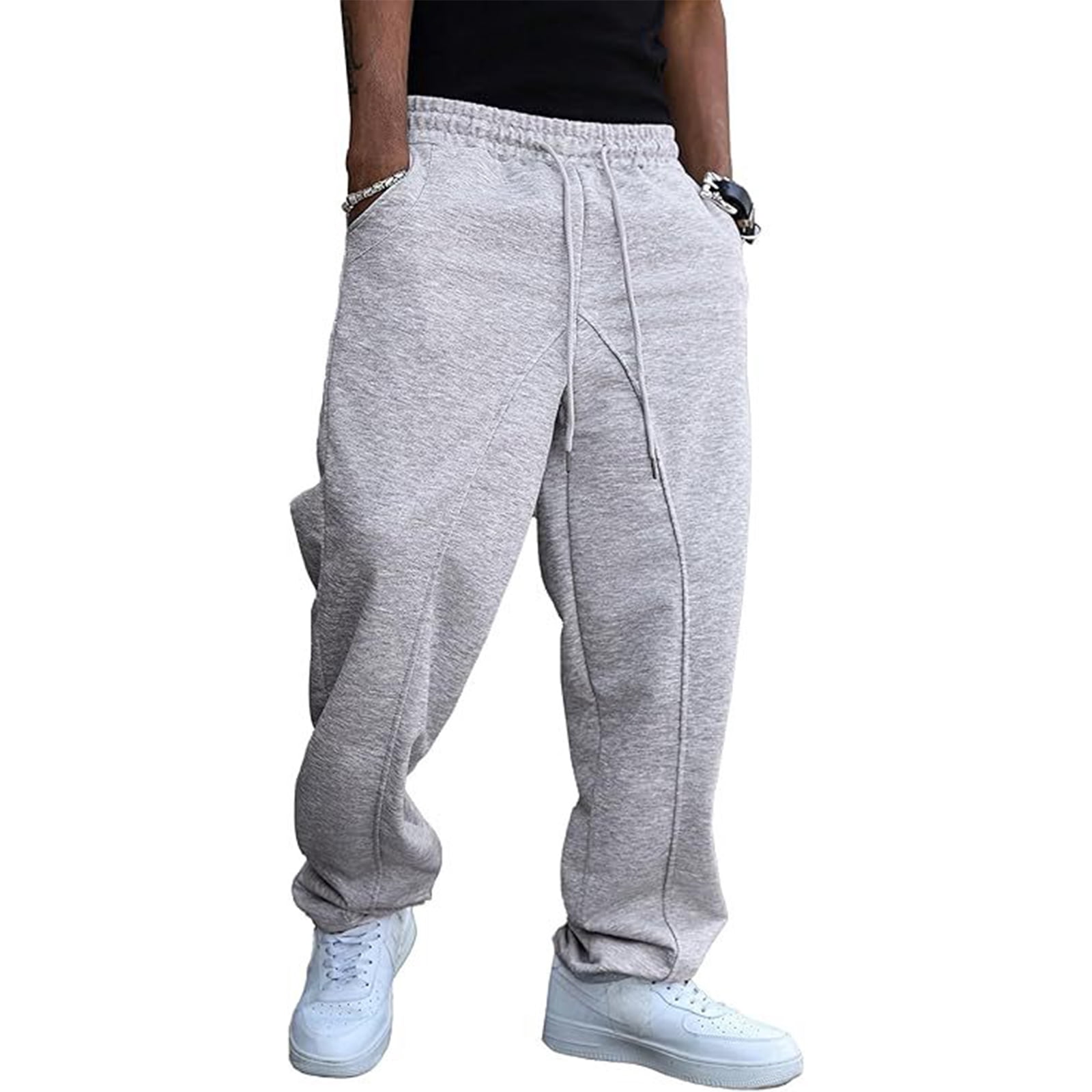 Domuza Men's Baggy Sweatpants Casual Fashion Drawstring Waist Straight ...