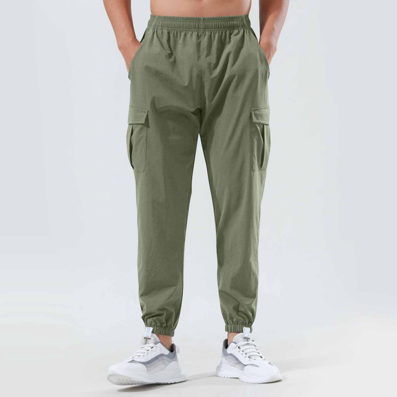 Domuza Men's Cargo Joggers Lightweight Hiking Pants Athletic Running ...