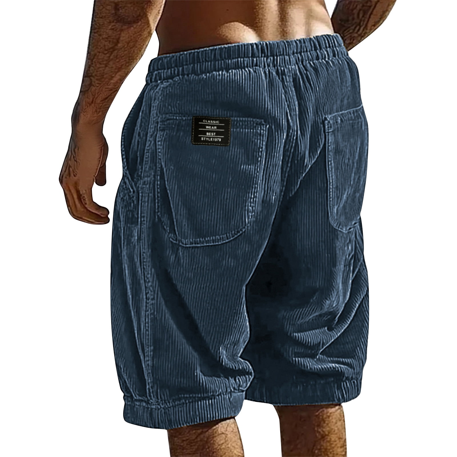 Domuza Men's Corduroy Shorts 2026 Elastic Waistband Drawstring Cargo ...