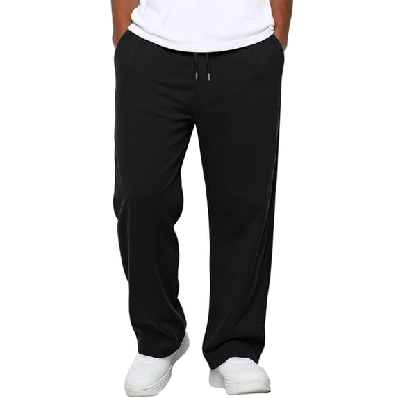 Domuza Men's Cotton Sweatpants Open Bottom Lounge Pants Lightweight ...