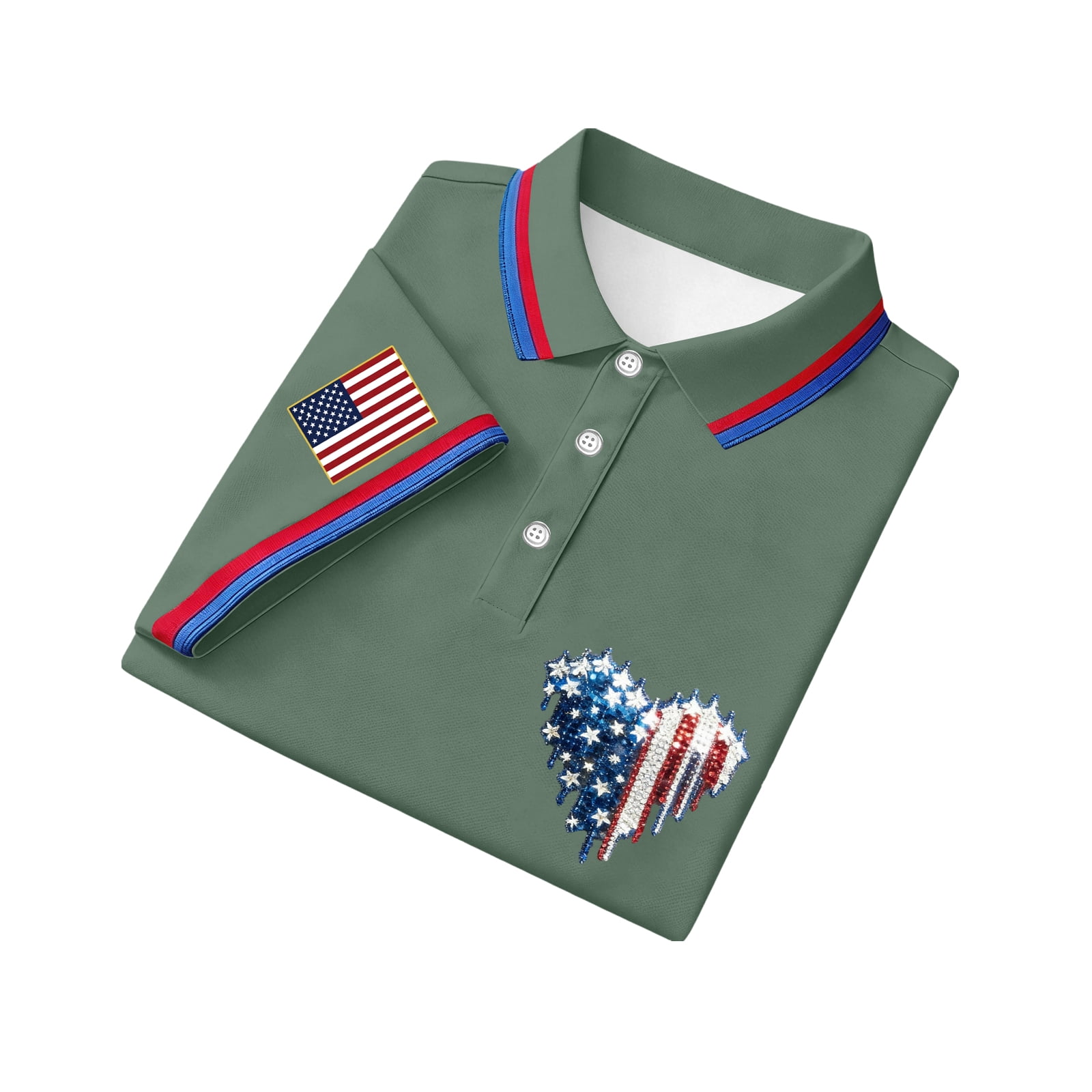 Domuza Men's Fourth Of July Shirts Usa Flag Pattern Button Casual Lapel ...