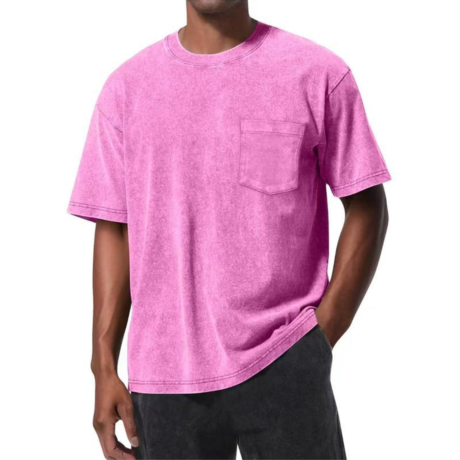 Domuza Men's Oversized T Shirt Short Sleeve Vintage Washed Cotton ...