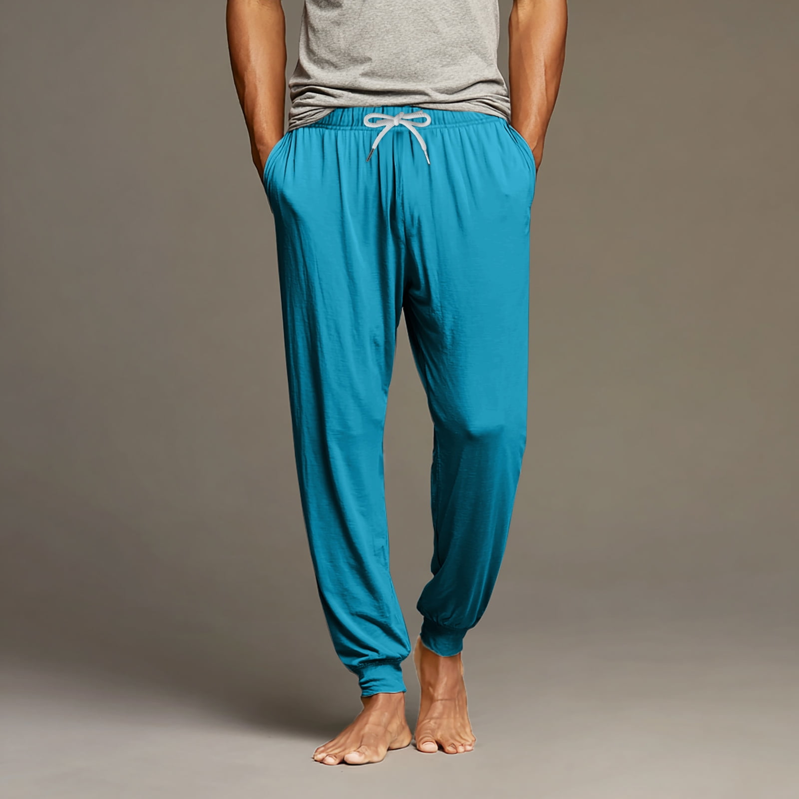 Domuza Men's Pajamas Pants Lightweight Stretch Drawstring Casual Soft ...