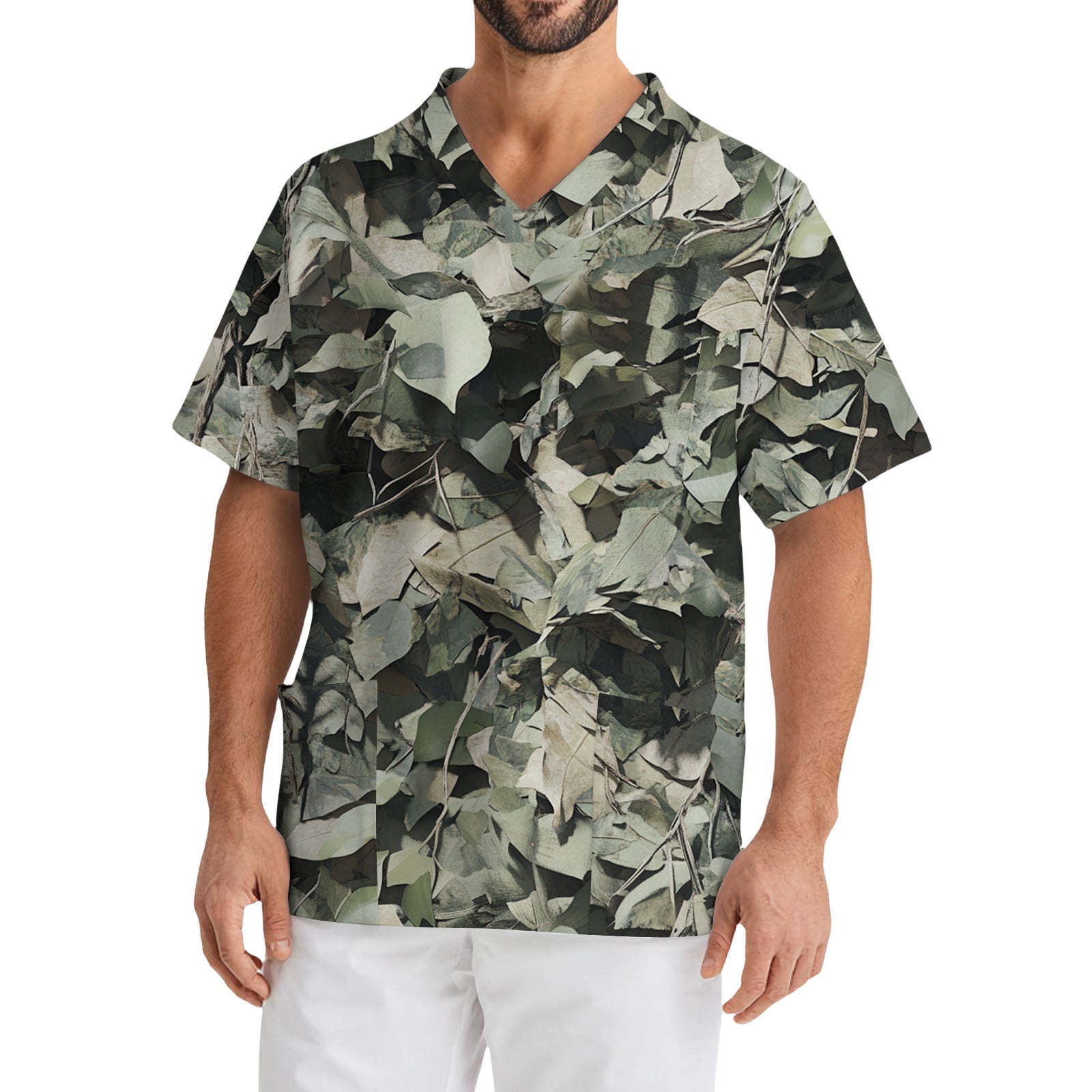 Domuza Men's Scrub Top Plus Size Short Sleeve V-Neck Working Uniform ...