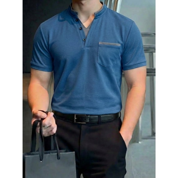 Domuza Men's Short Sleeve Shirts Casual Slim Fit Basic Designed Shirts ...