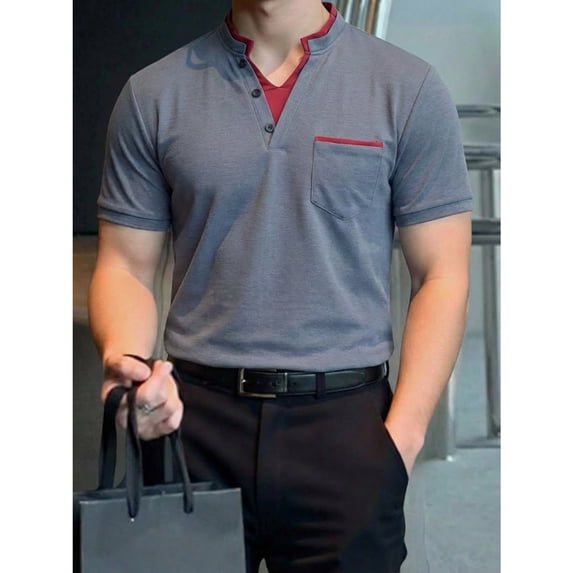 Domuza Men's Short Sleeve Shirts Casual Slim Fit Basic Designed Shirts ...