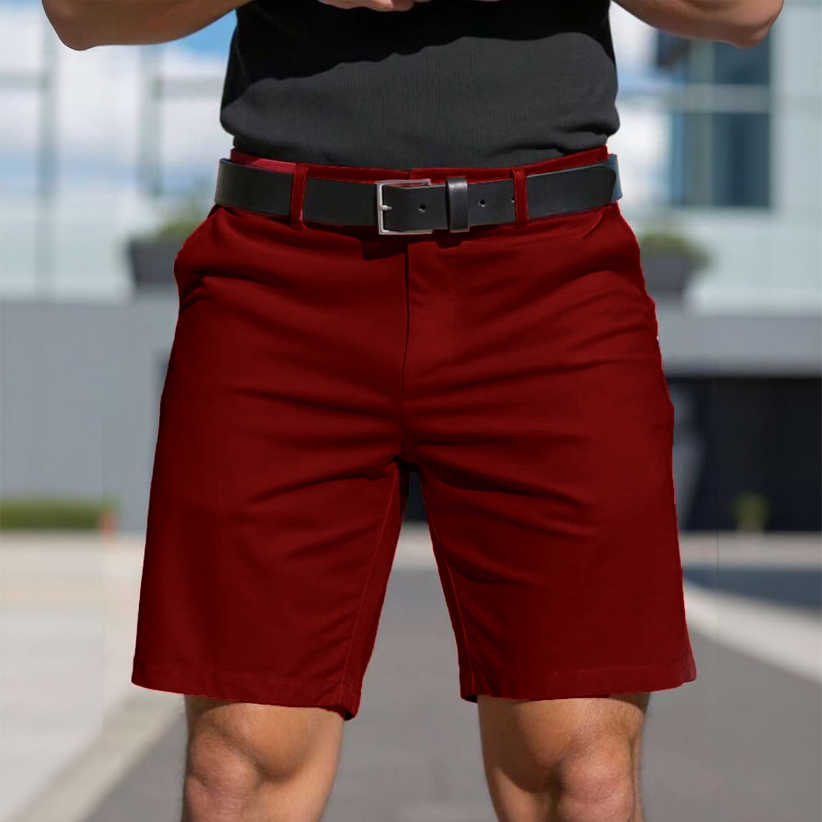 Domuza Men's Stretch Chino Short Slim Fit Inseam Flat Front Shorts ...