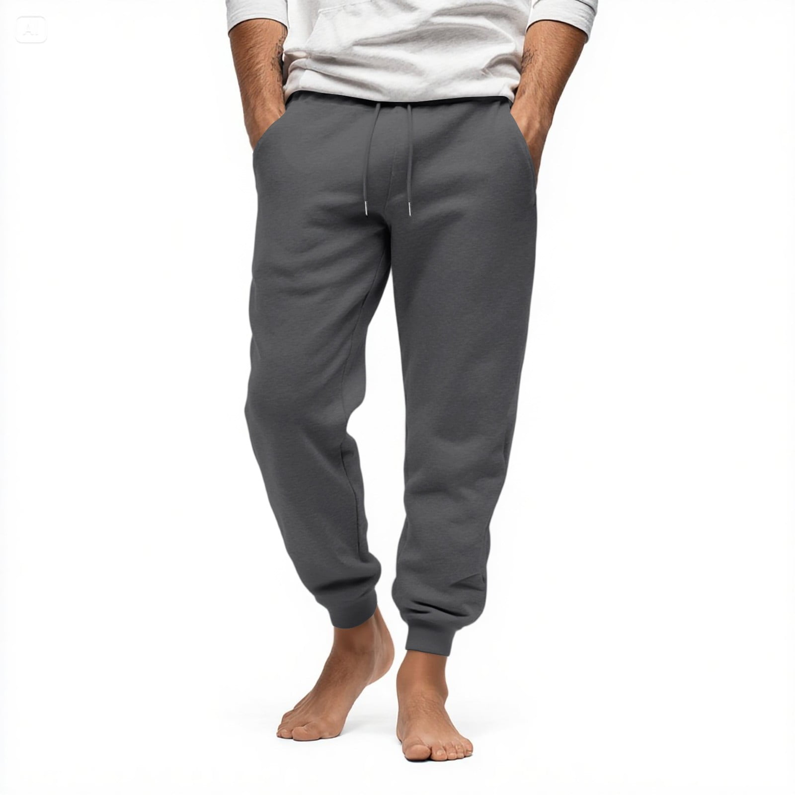 Domuza Men's Sweatpants Tapered Stretch Waist Drawstring Running Jogger ...