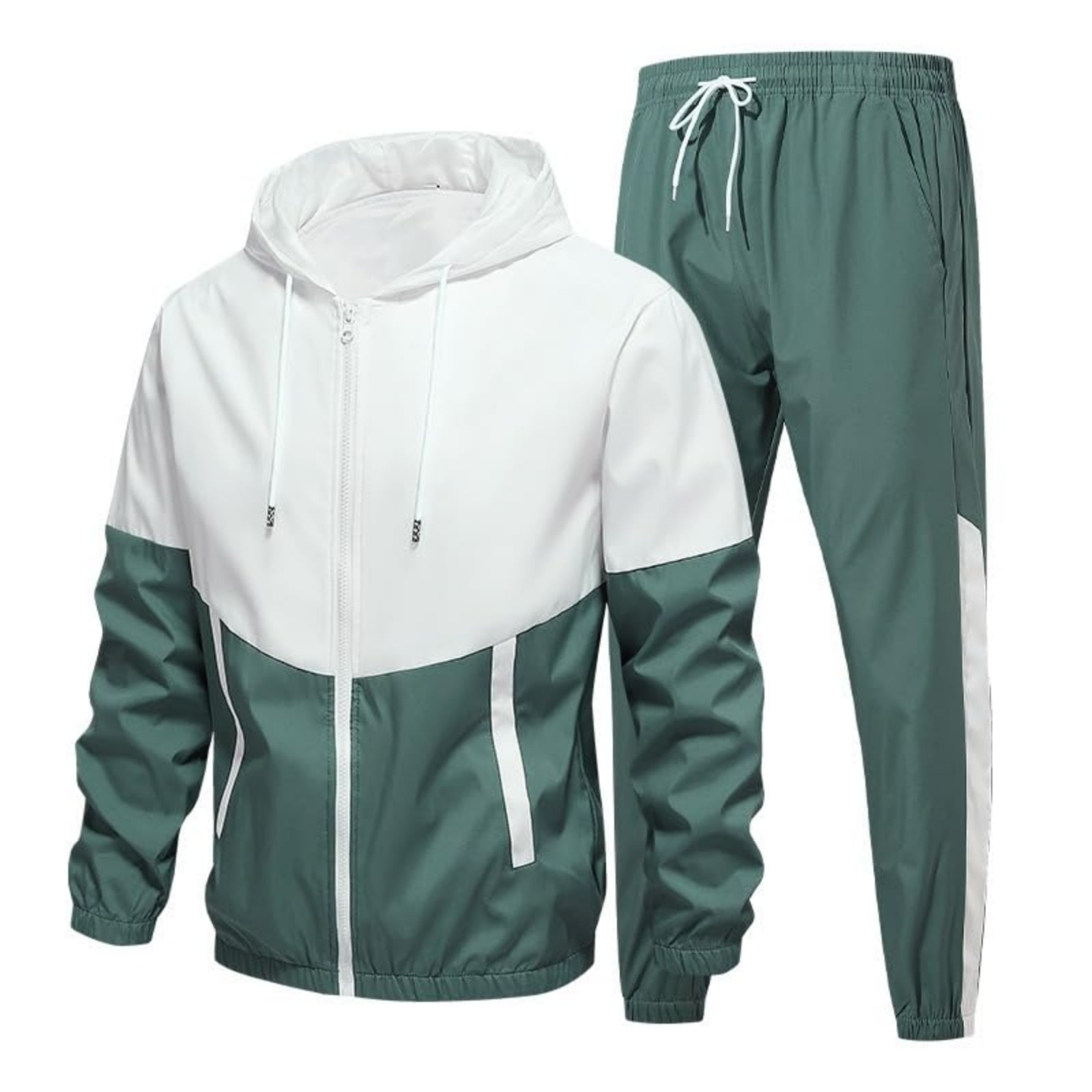 Domuza Men's Track Suits 2 Piece Set Zip Up Color Block Drawstring ...