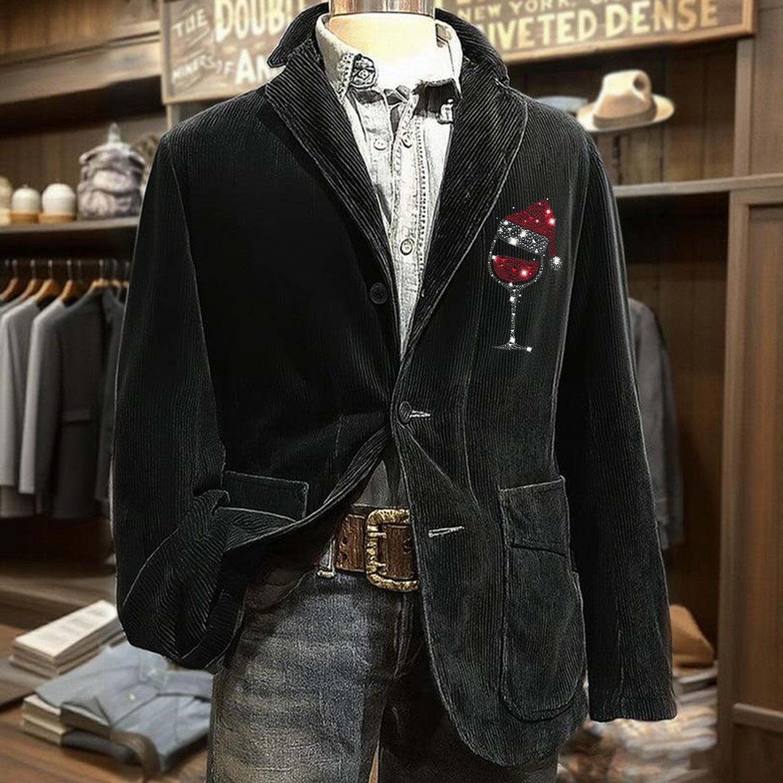 Domuza Men's Vintage Corduroy Blazer Casual Business Notch Lapel Three ...