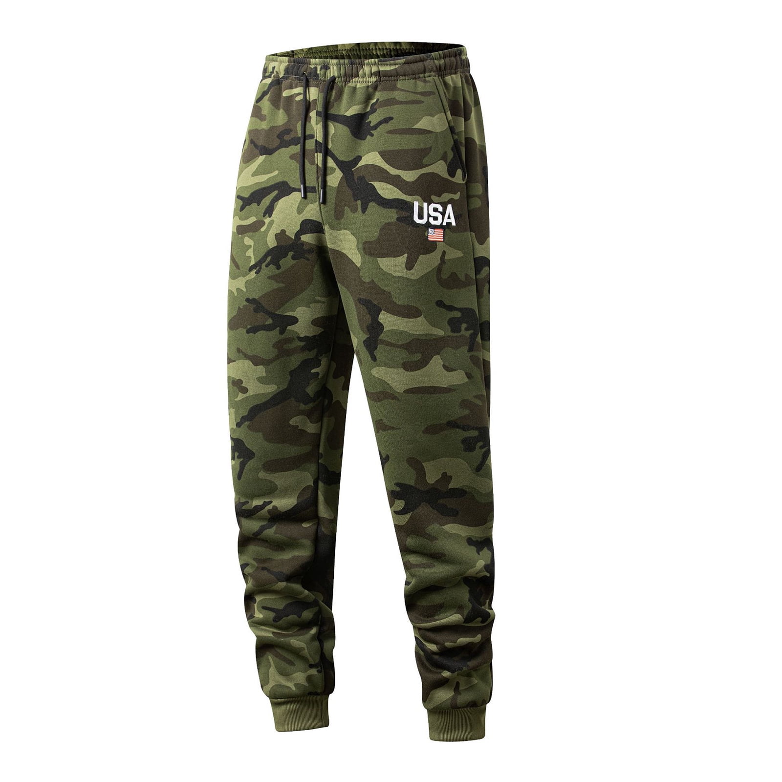 Domuza Mens Camouflage Sweatpants Casual Straight-Leg Drawstring ...