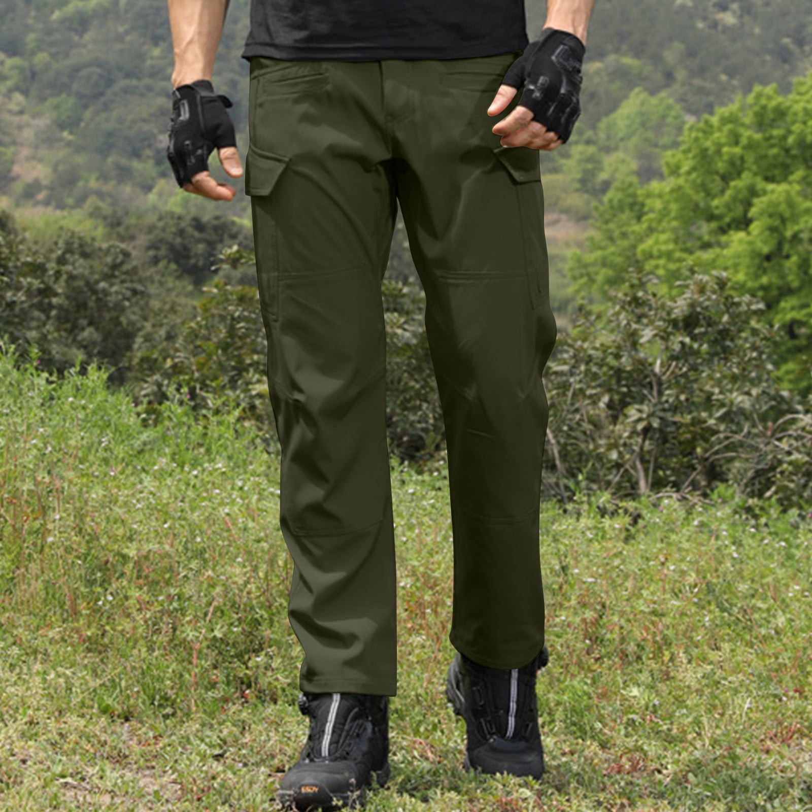 Domuza Mens Cargo Pants Regular Fit Stretch Flex Work Pants Waterproof ...