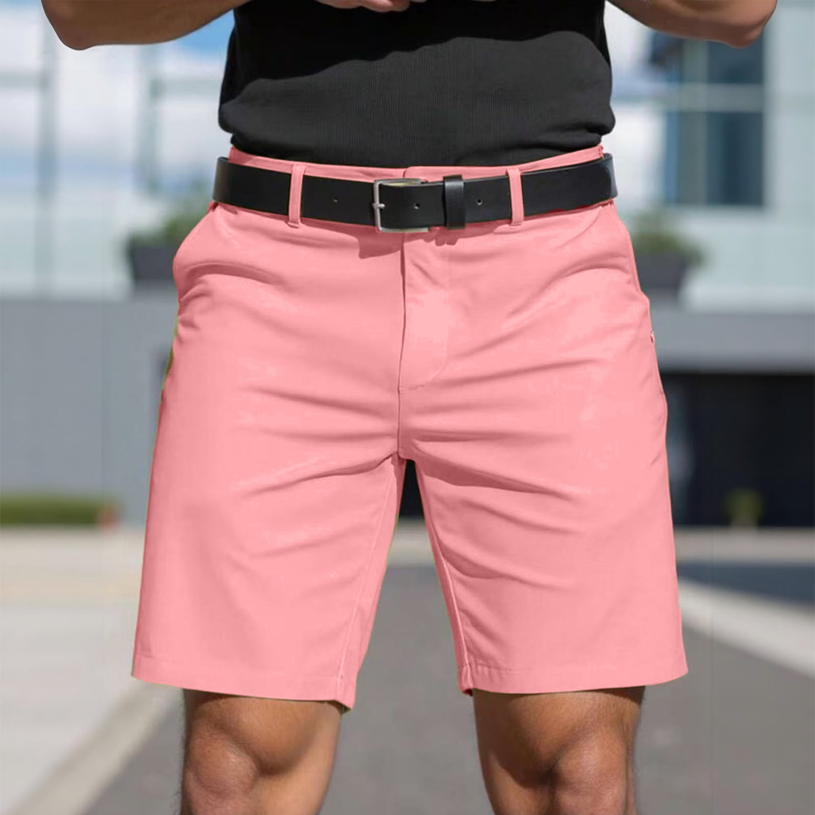 Domuza Mens Casual Shorts Classic Fit Chino Dress Shorts Lighweight ...