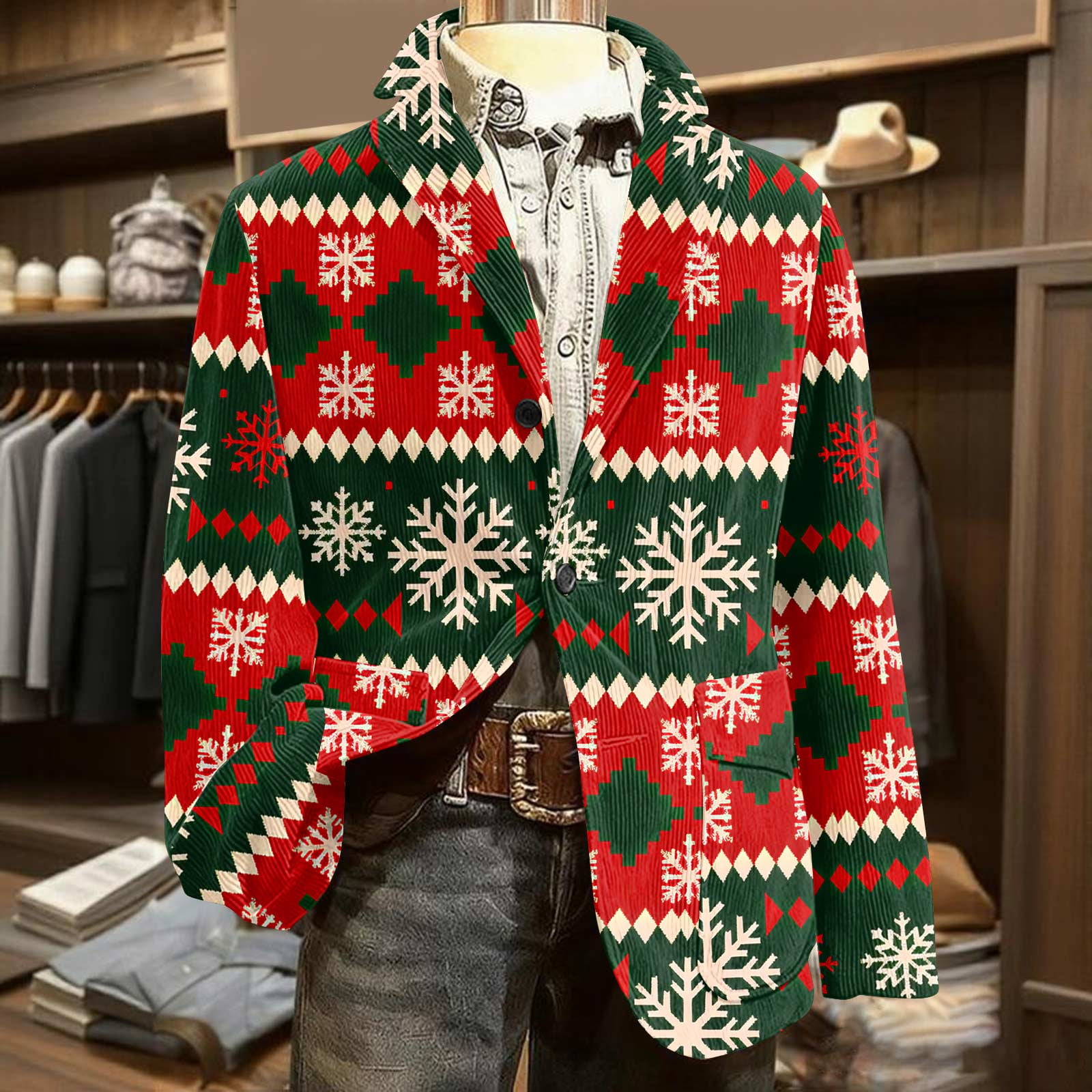 Domuza Mens Christmas Blazer Holiday Party Notched Lapel Corduroy Suit ...