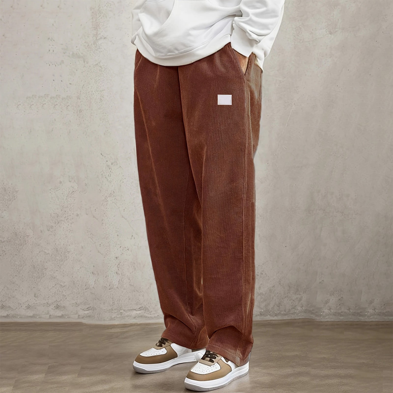 Domuza Mens Corduroy Pants Casual Stylish Relaxed Fit Straight Leg ...