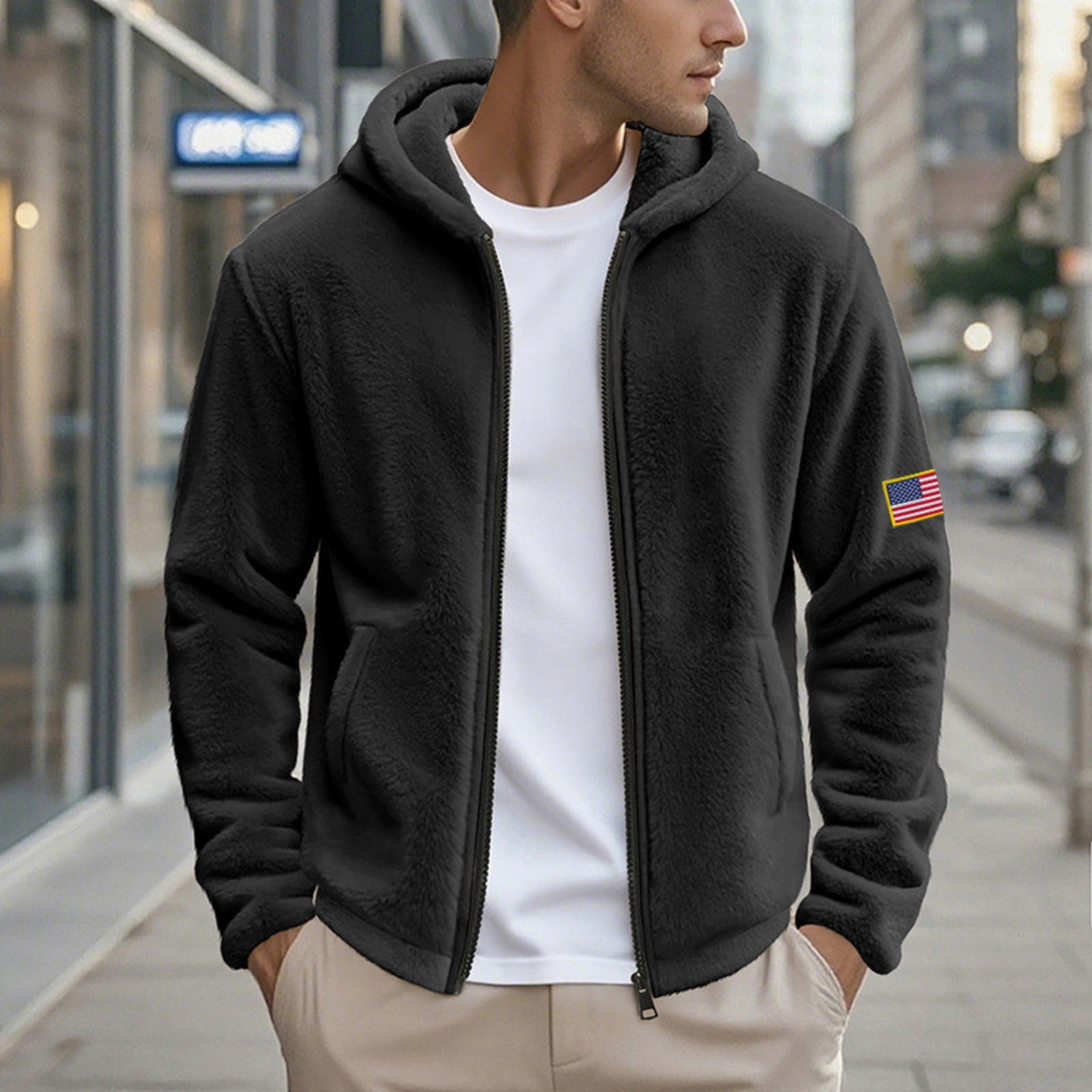 Domuza Mens Fleece Jacket Full Zip Up Long Sleeve Stylish Casual ...