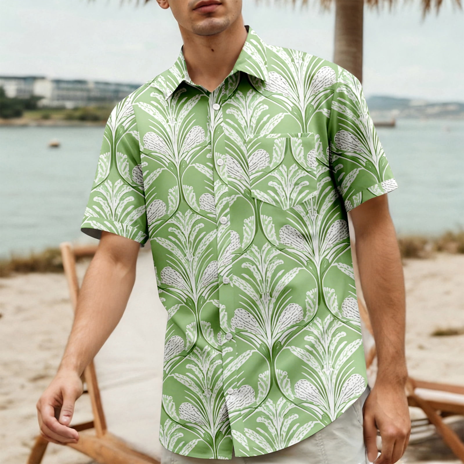 Domuza Mens Hawaiian Shirt Casual Fashion Button Down Short Sleeve ...