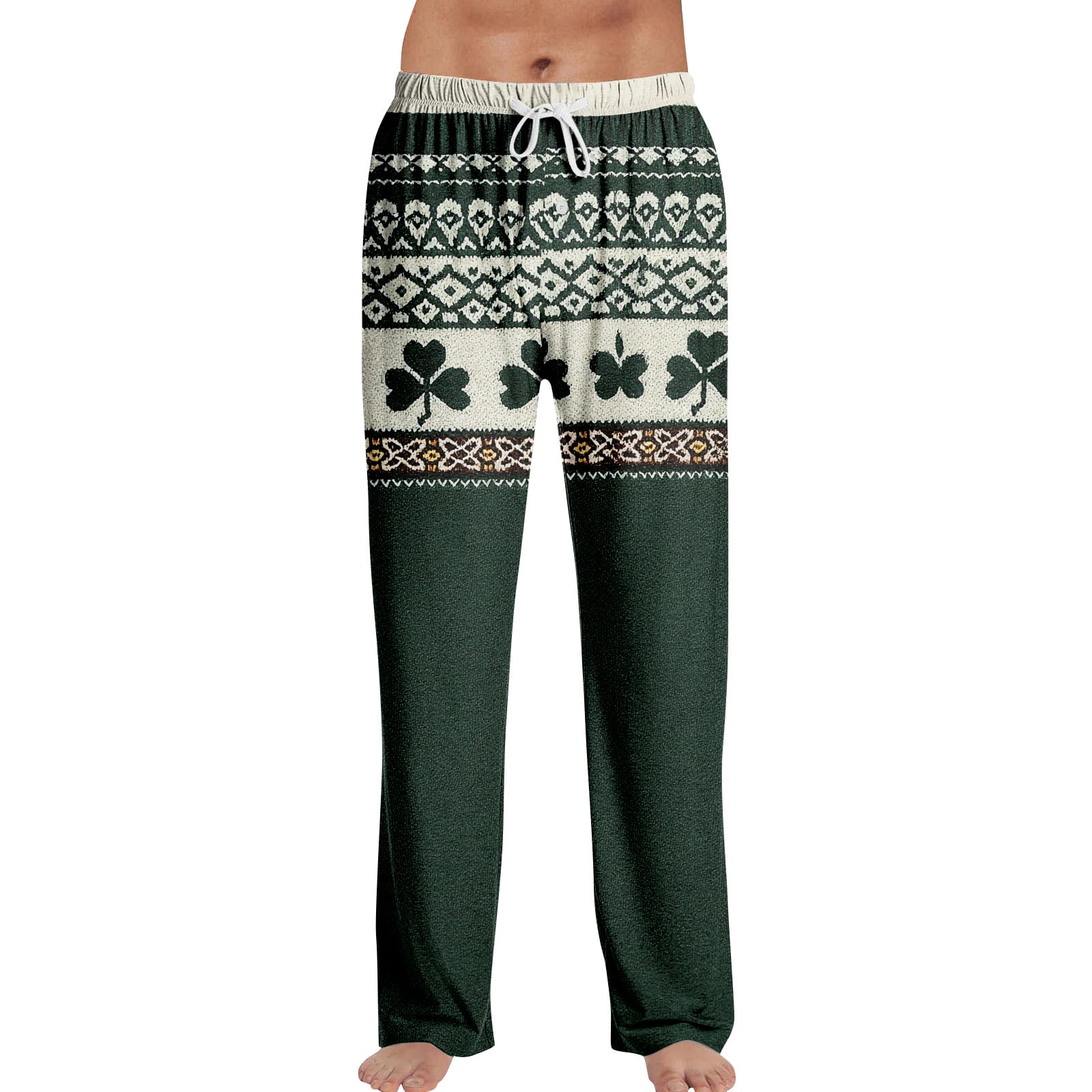 Domuza Mens St Patricks Day Pajamas Pants Shamrock Printed Stretch ...