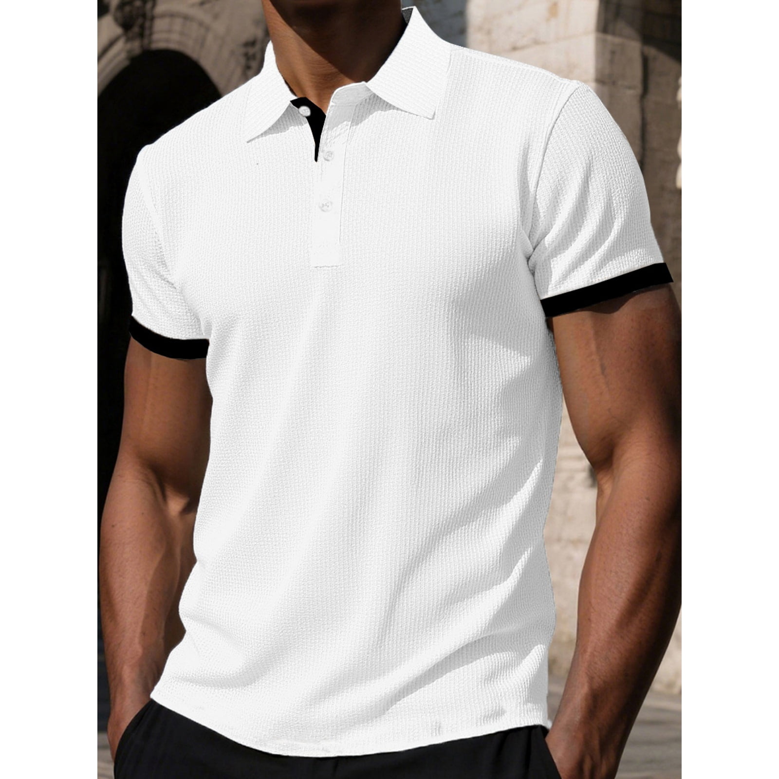 Domuza Muscle Polo Shirts for Men Dry Fit Short Sleeve Stretch Slim ...