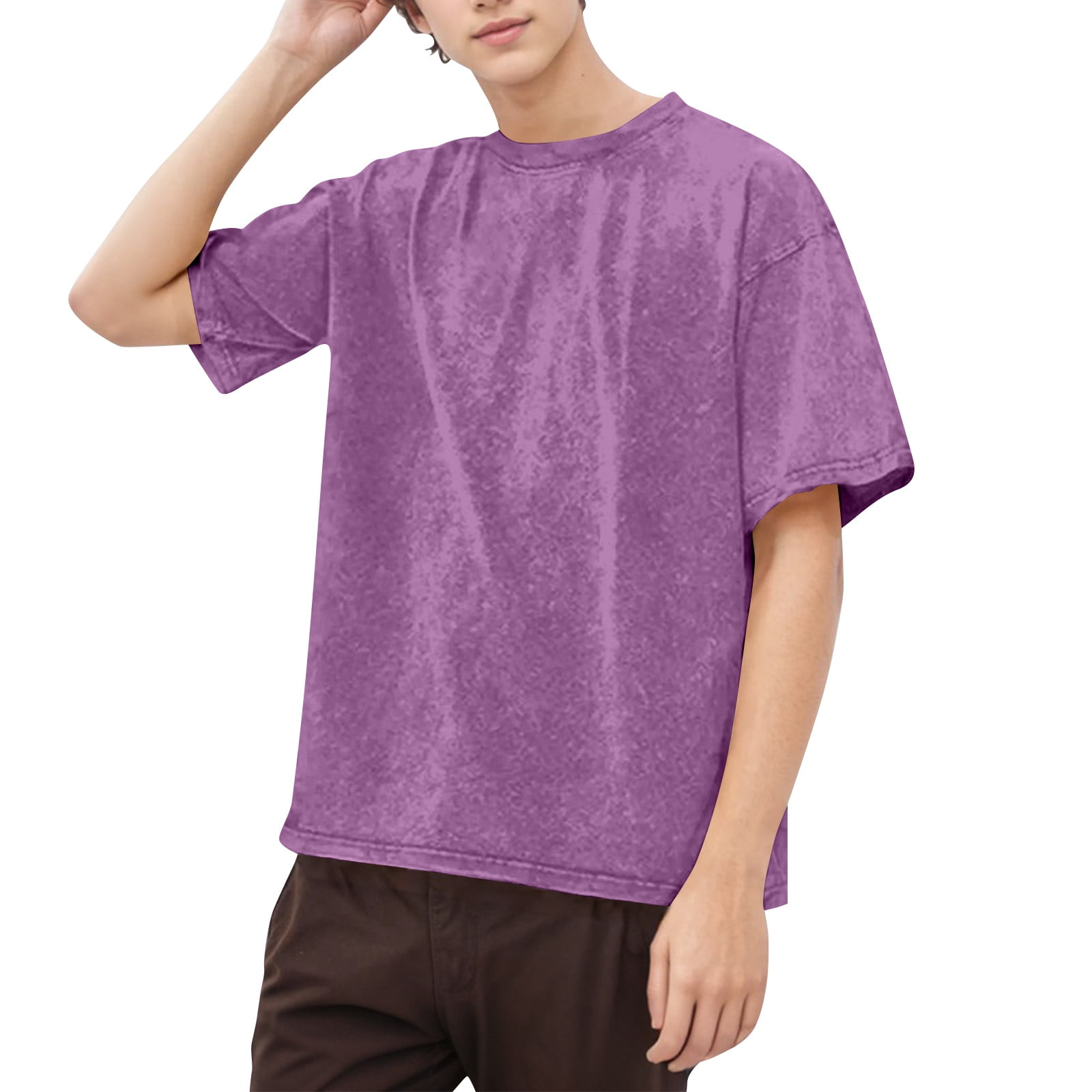 Domuza Over Sized T Shirts Men Heavyweight Cotton Washed Loose Fit Tees Vintage Casual Short ...