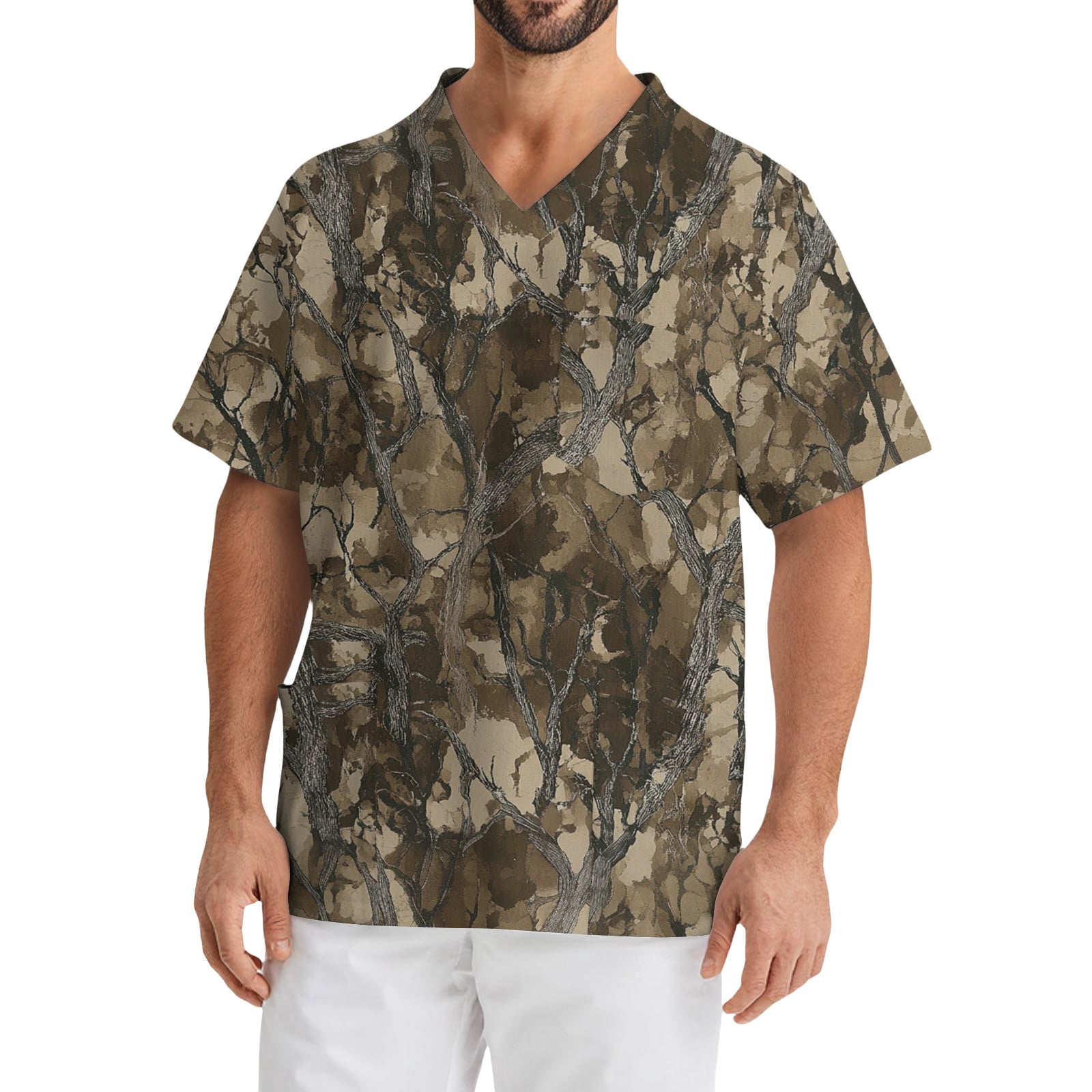 Domuza Scrub Shirts for Men Plus Size V-Neck Short Sleeve Working ...