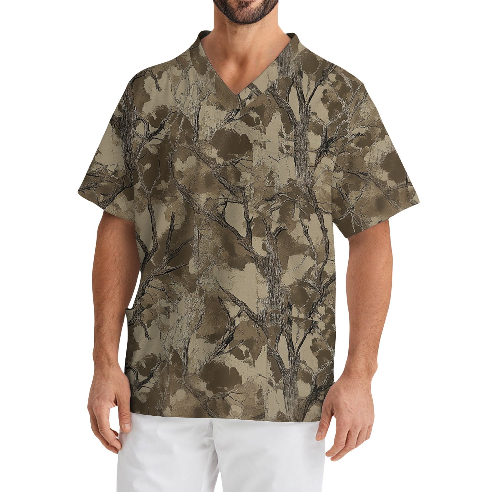 Domuza Scrubs for Men Top Plus Size V-Neck Short Sleeve Medical ...