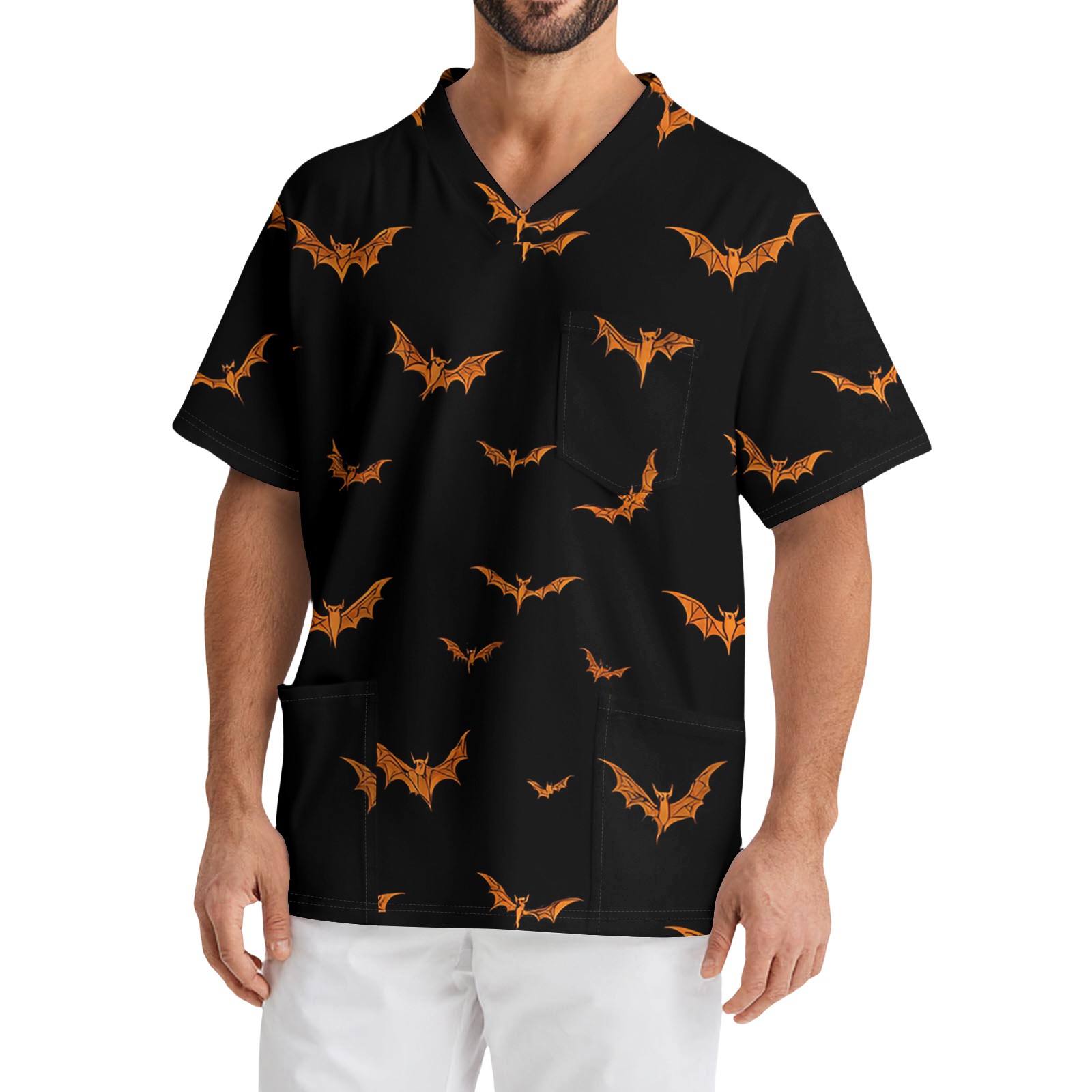 Domuza Scrubs for Men Top Oversized V-Neck Short Sleeve Horror Funny ...