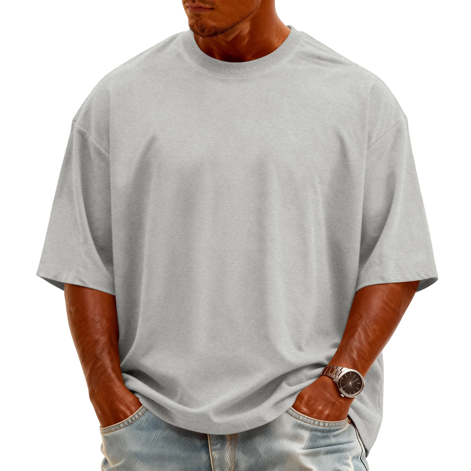 Domuza Shirts Men Relaxed Fit Short Sleeve Crew Neck Cotton Blend T ...