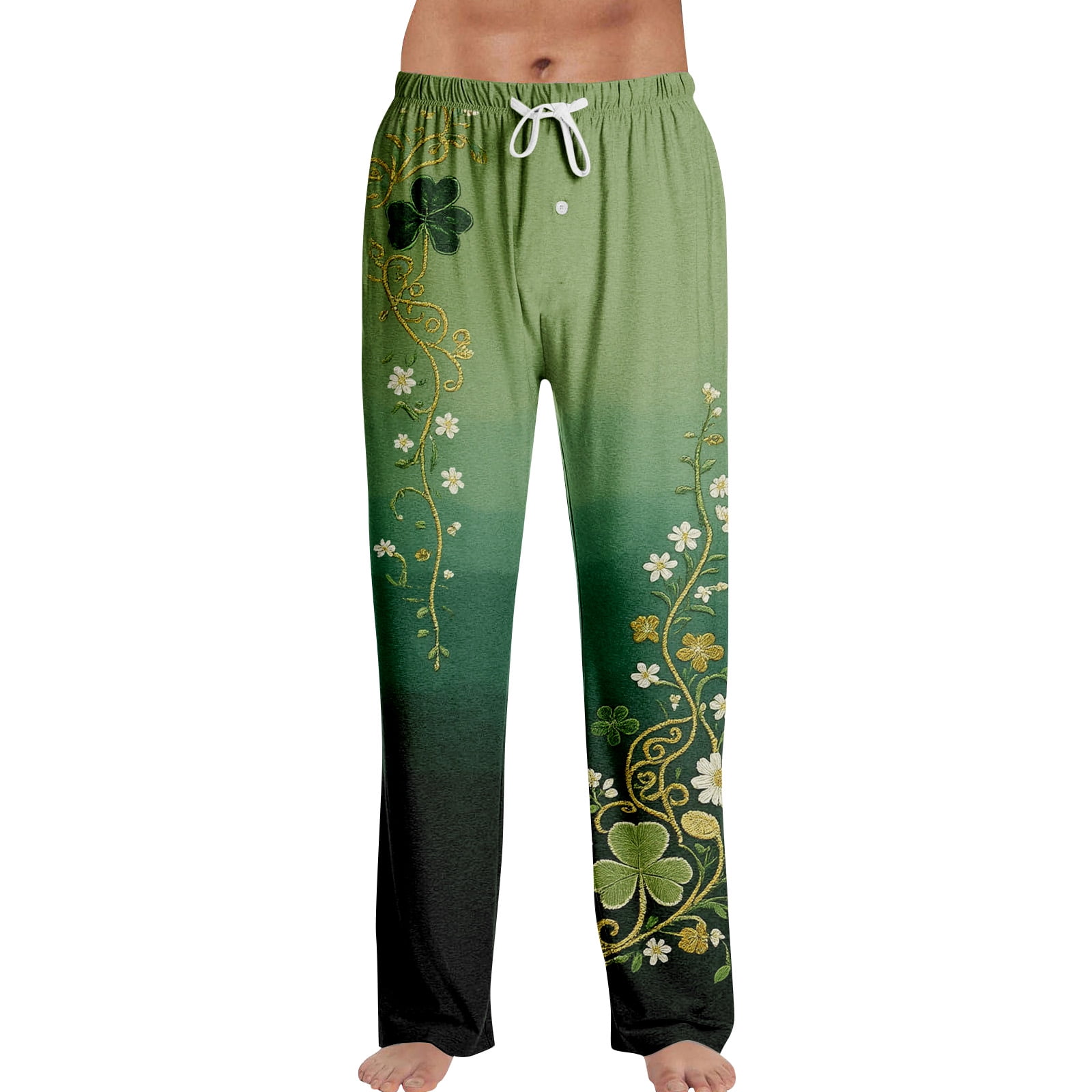 Domuza St Patricks Day Pajama Pants for Men Shamrock Graphics ...