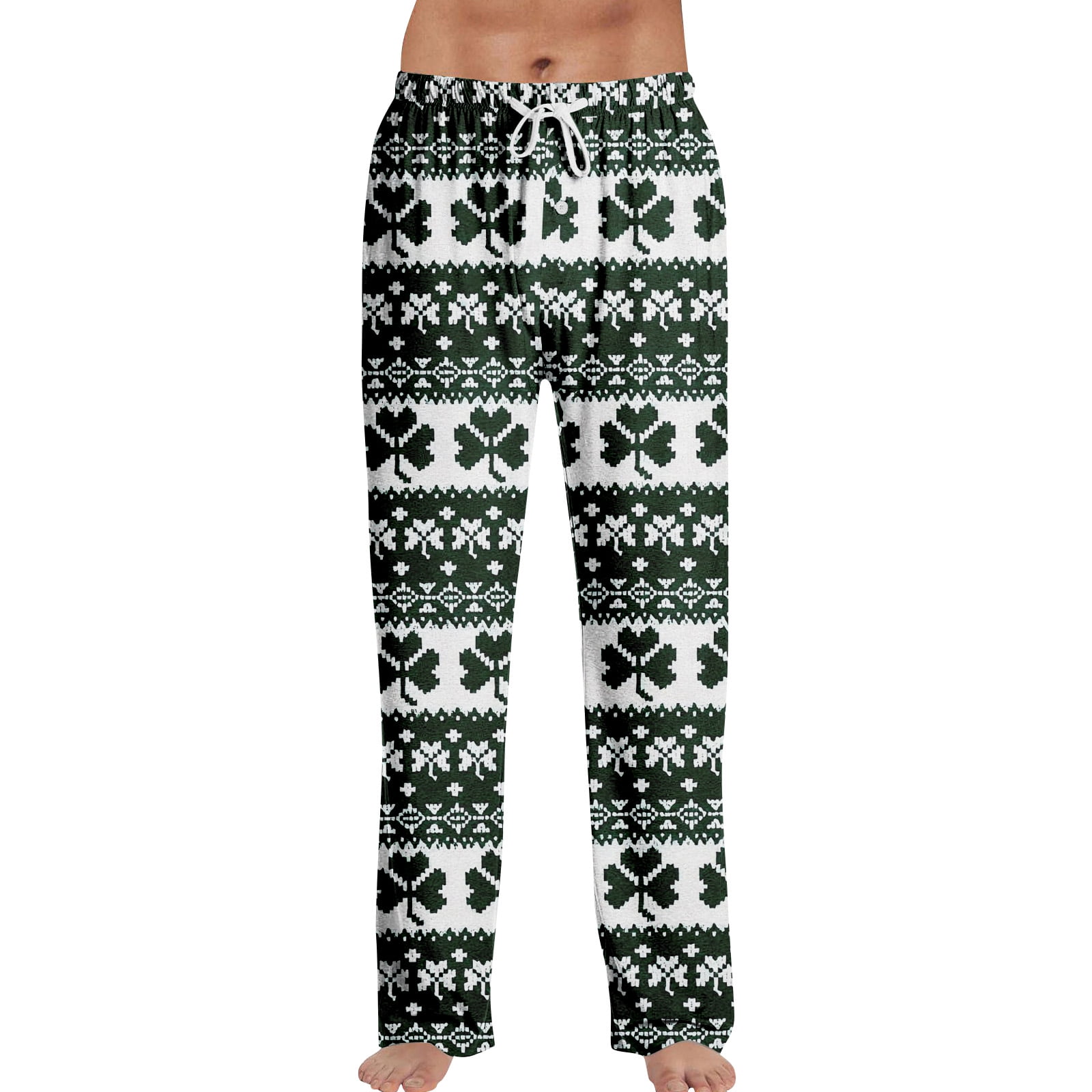 Domuza St Patricks Day Pajama Pants Men Shamrock Graphics Drawstring ...