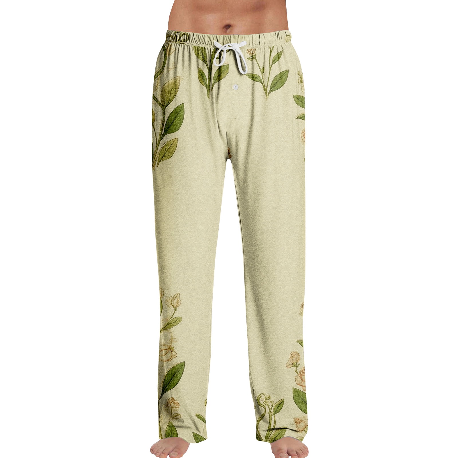 Domuza St Patricks Day Pajama Pants for Men Shamrock Printed Drawstring ...