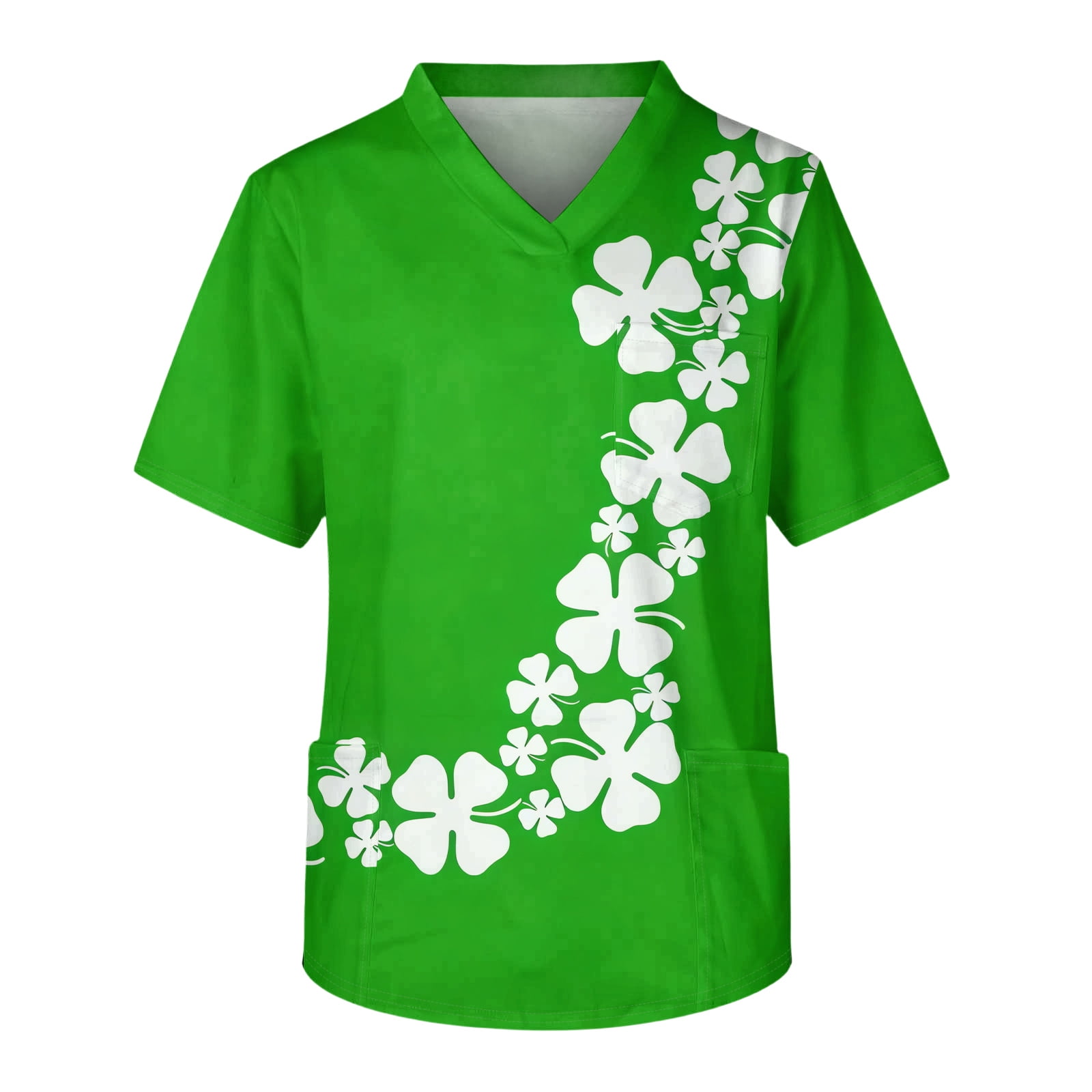 Domuza St Patricks Day Scrub Shirts for Men Cute Printed V Neck Short ...