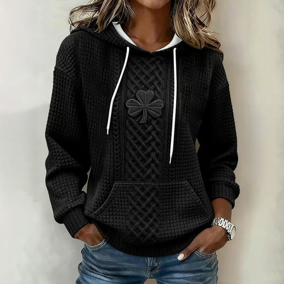 Domuza St. Patricks Day Womens Hoodie, 3D Print Shamrock & Celtic Knot ...