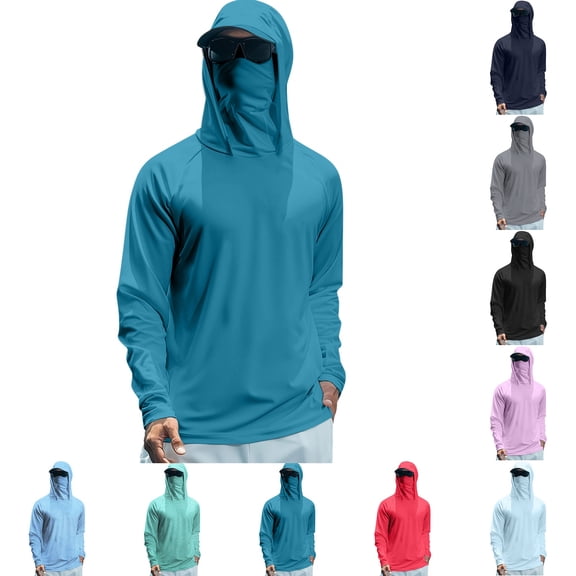 Sun Protection Fishing Shirts for Men UPF 50+ Long Sleeve Hoodie with ...