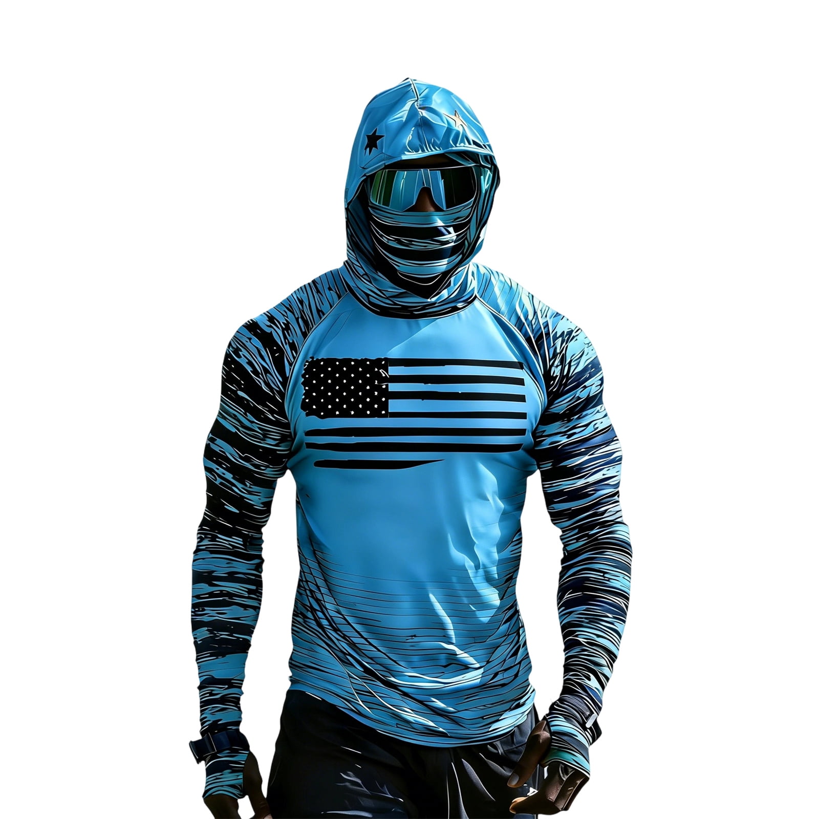 Domuza Sun Protection Fishing Shirts for Men Upf 50+ Long Sleeve Hoodie ...