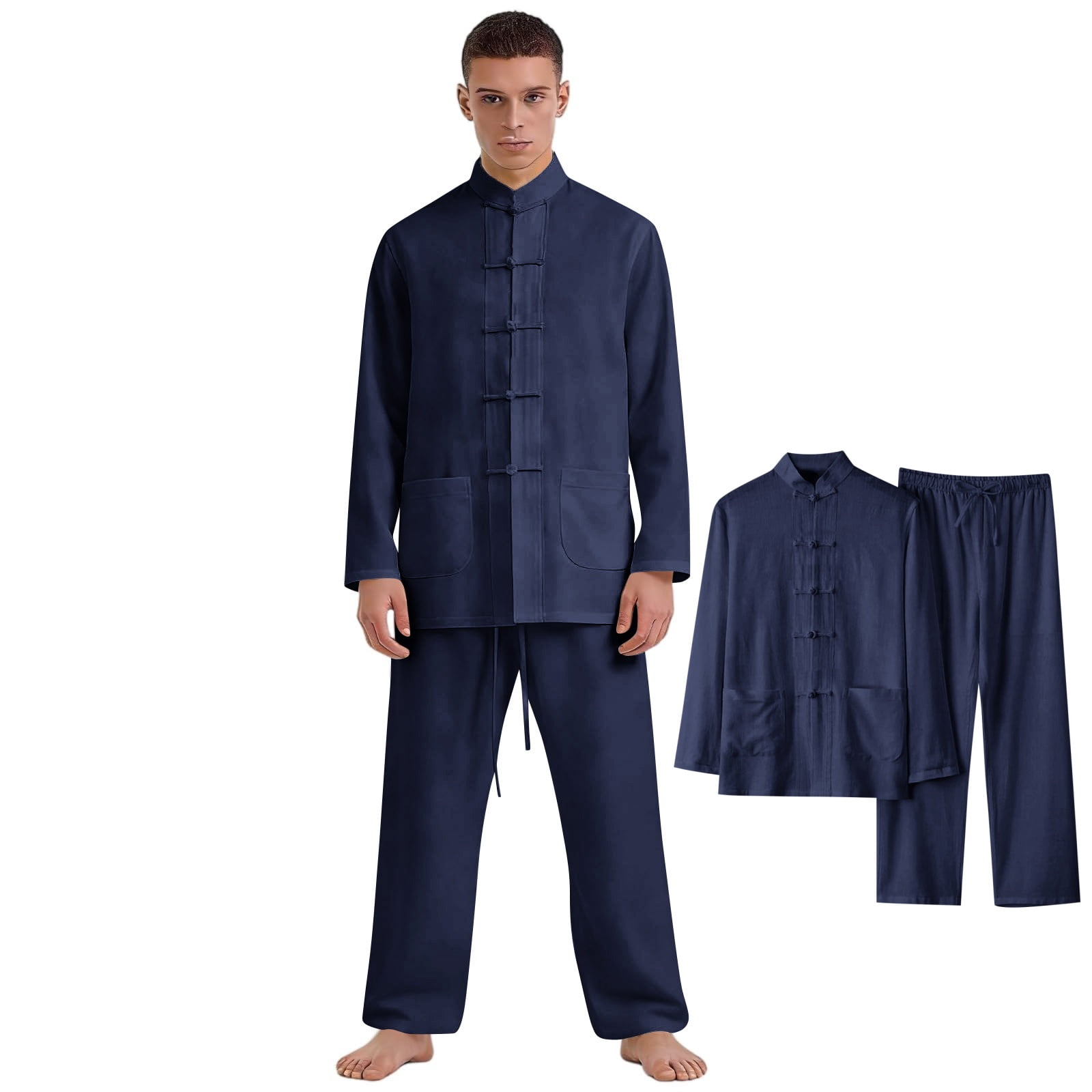 Domuza Tai Chi Martial Arts Suit Long Sleeves Cotton Linen Morning ...