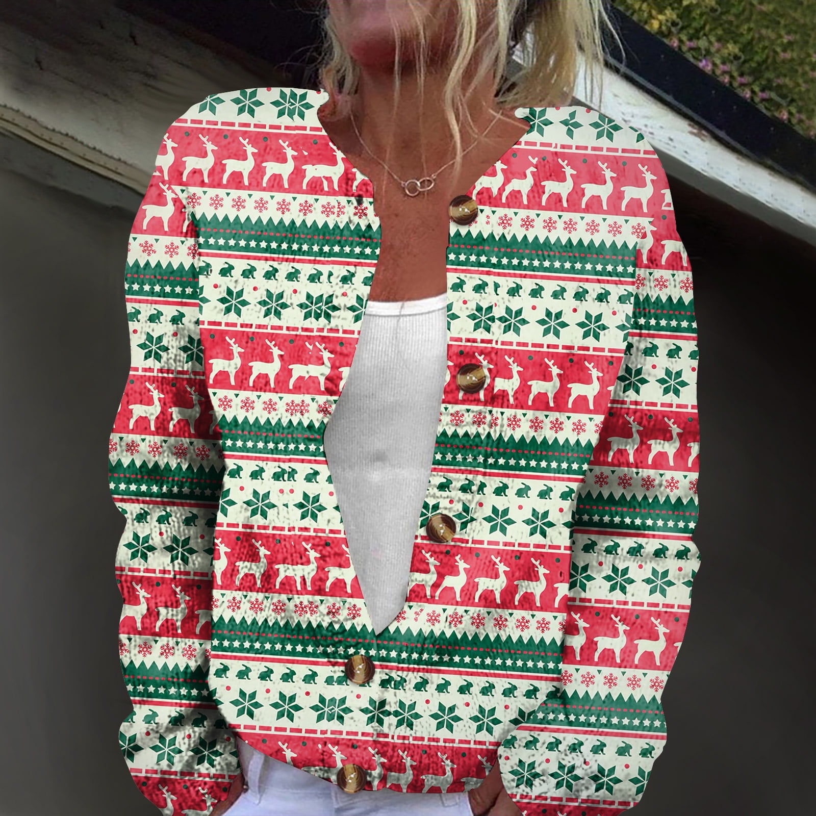 Domuza Ugly Christmas Cardigan Sweaters for Women Xmas Cute Patterns ...