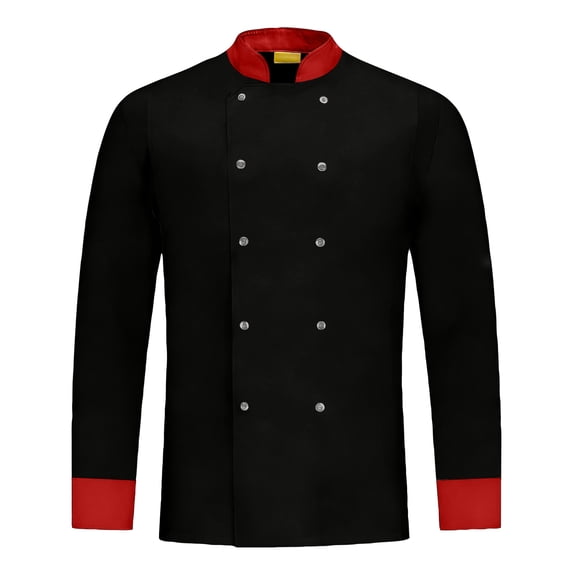 Domuza Unisex Chef Coat Long Sleeve Classic Cleaning Restaurant Lab ...