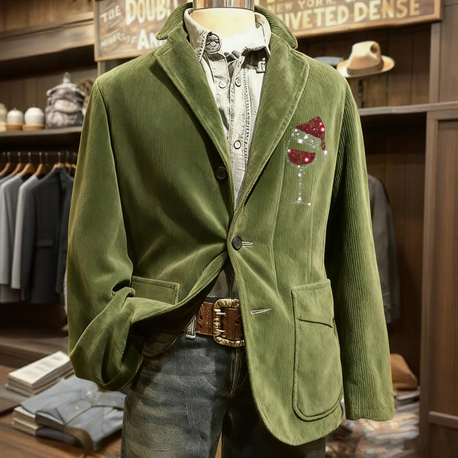 Domuza Vintage Corduroy Blazer for Men Casual Business Notch Lapel ...