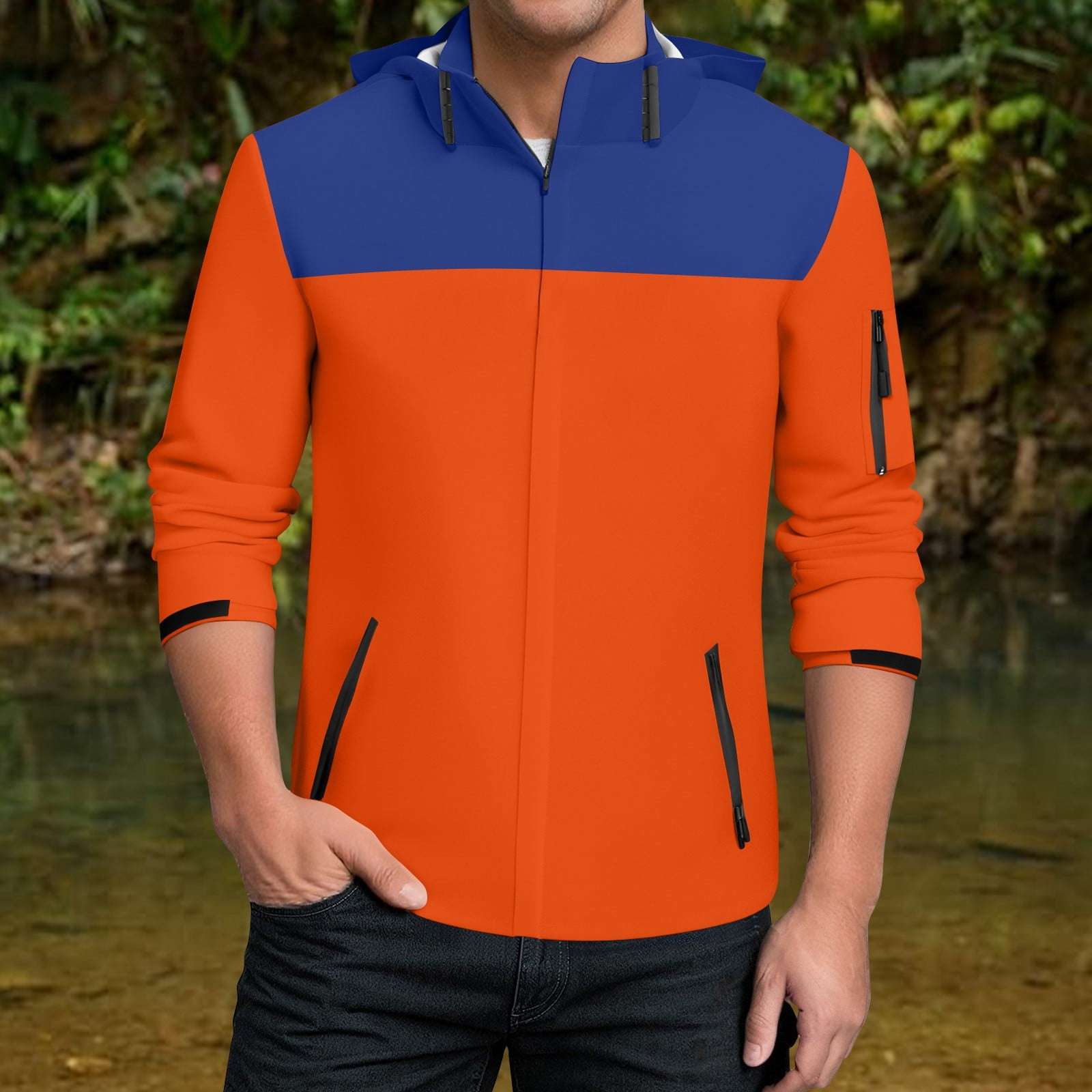 Domuza Wind Breaker Jackets Mens Windproof Waterproof Color Block ...