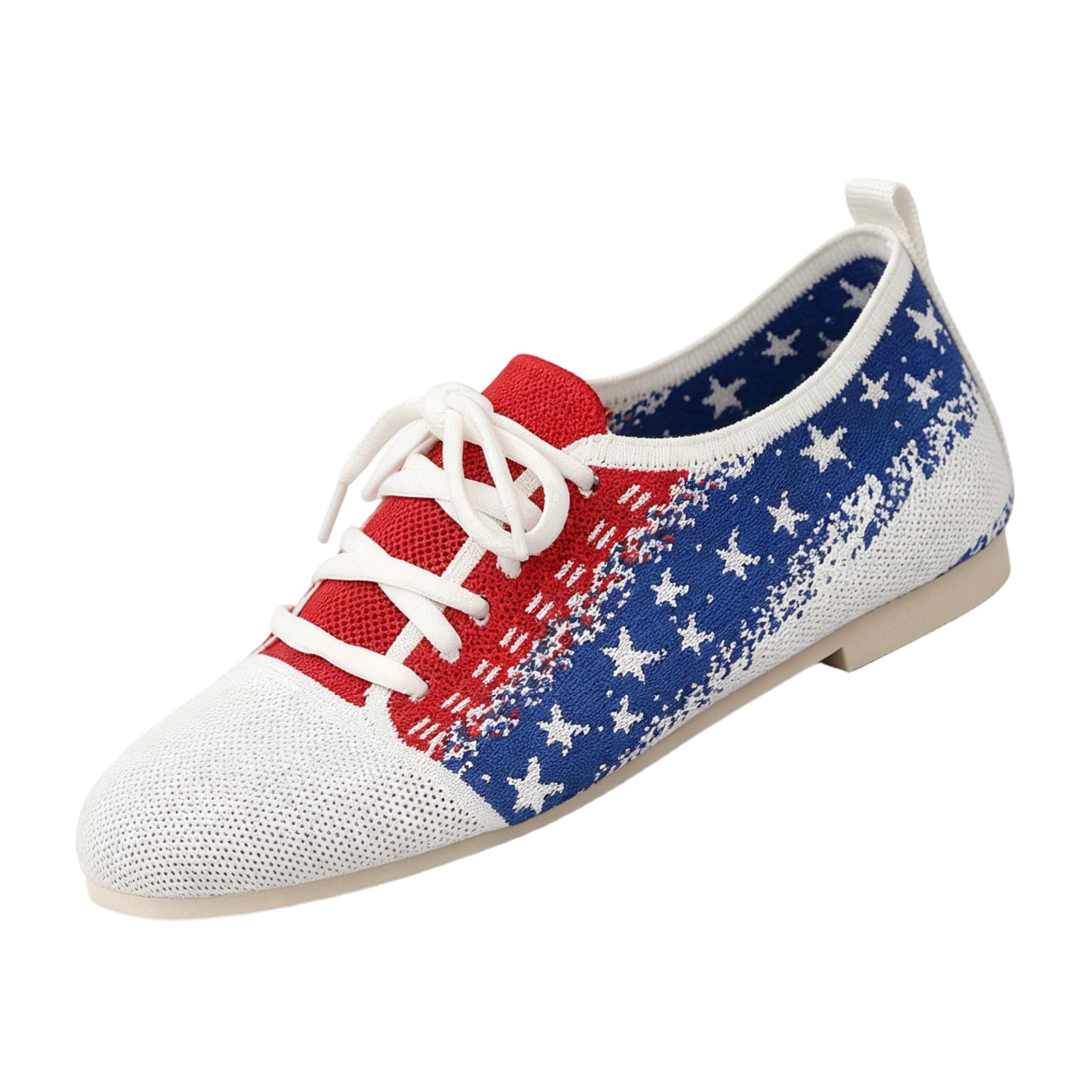 Domuza Women Lace-up Oxfords Star-and-Stripe Fly-Knit Design, Comfort ...