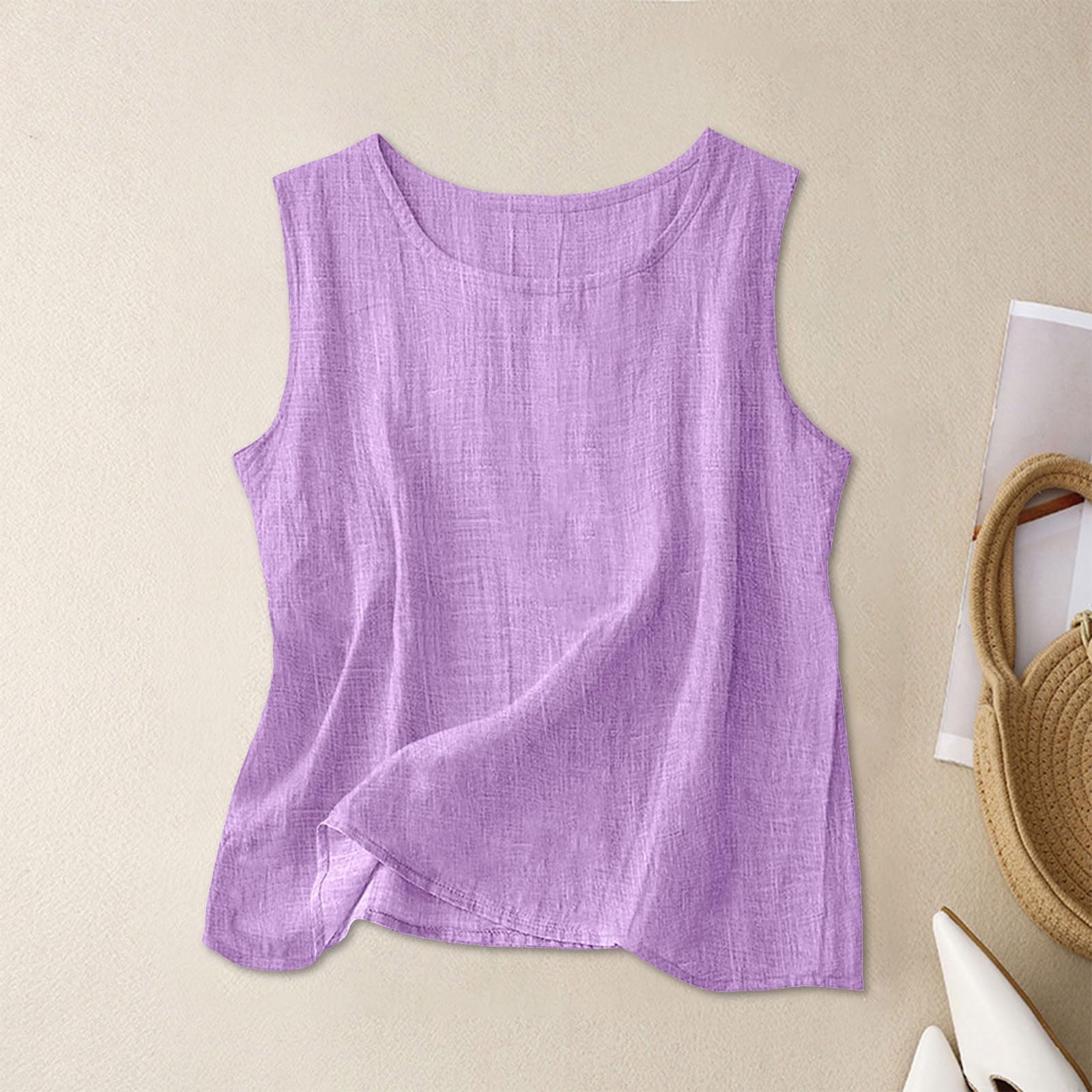 Domuza Women Solid Color Sleeveless Blouse, Casual Sleeveless Summer ...