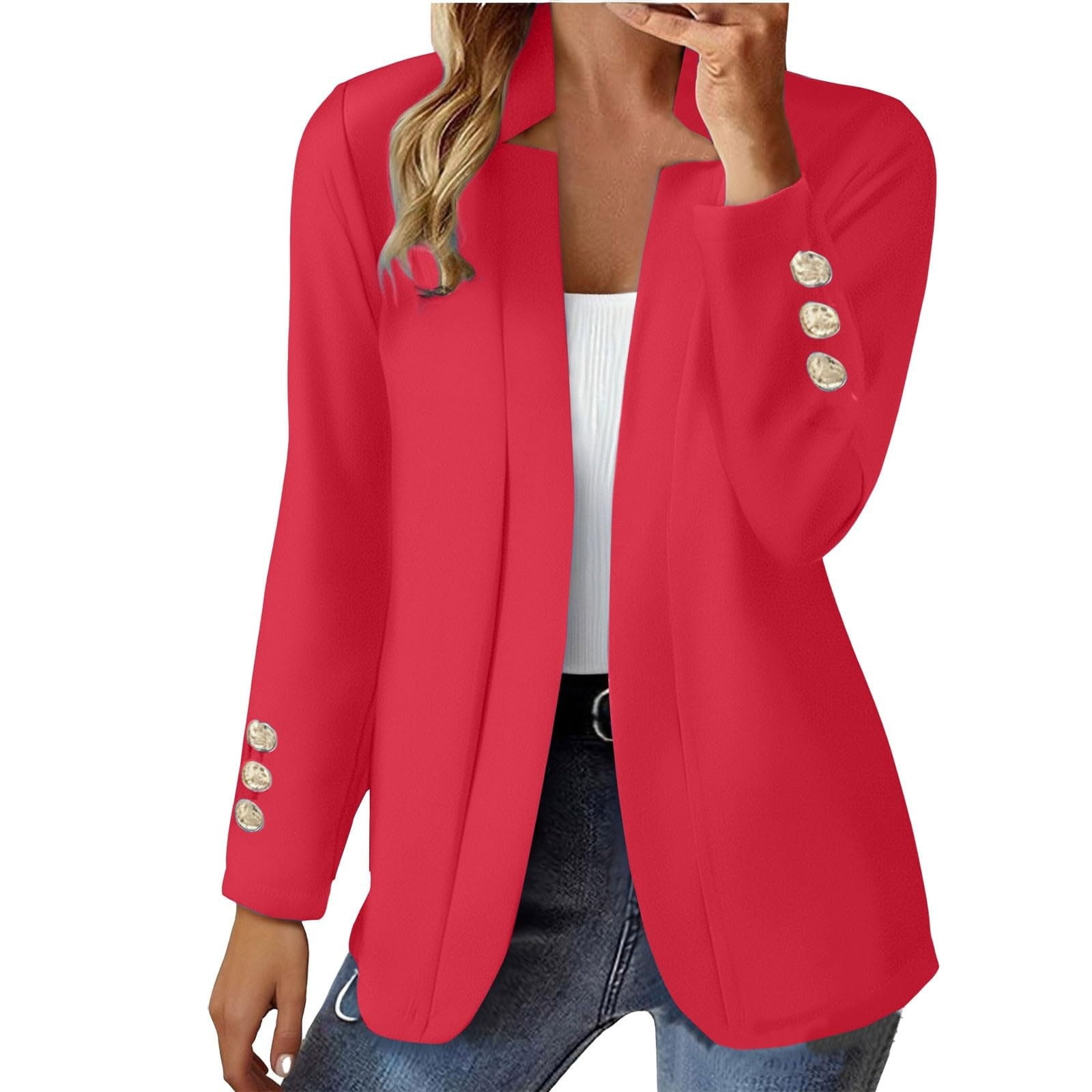 Domuza Women's Blazers Business Casual Long Sleeve Open Front Jackets ...
