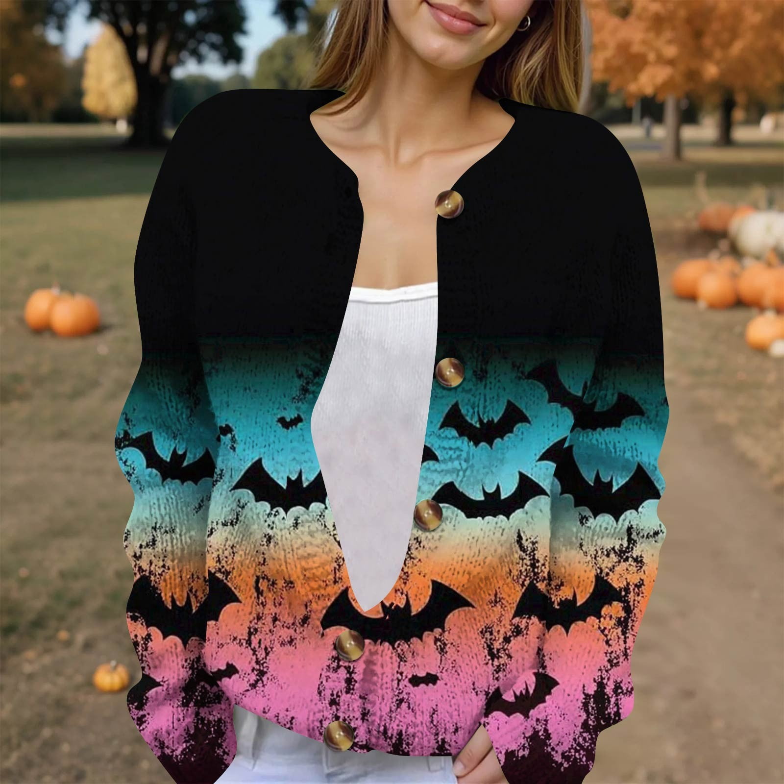 Domuza Women's Cardigan Sweaters Halloween Horror Novelty Graphics Long ...