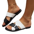 Domuza Women's Color Block Flat Leather Sandals Open Toe Vacation Slip ...