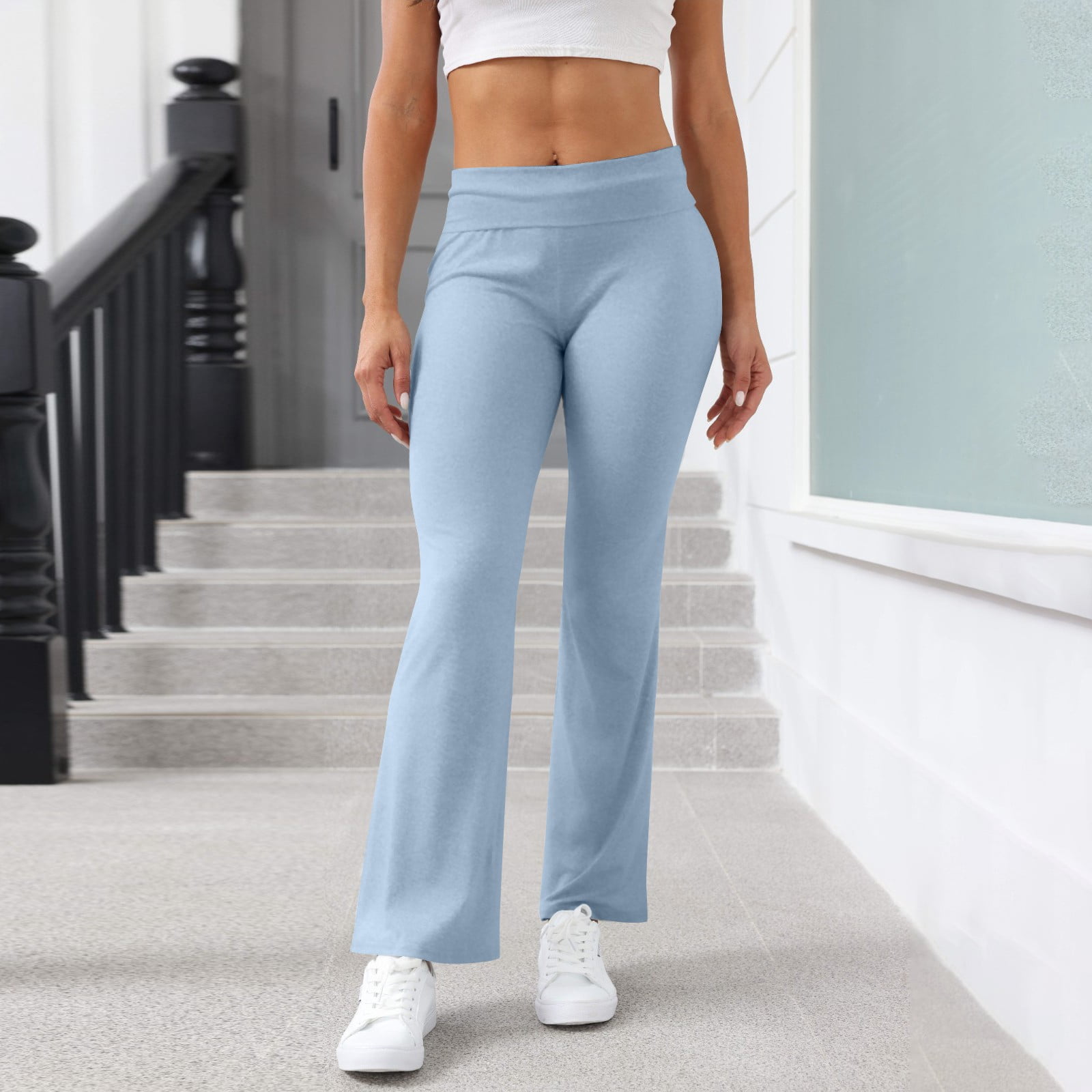 Domuza Women's Flare Leggings High Waist Crossover Y2k Yoga Pants ...