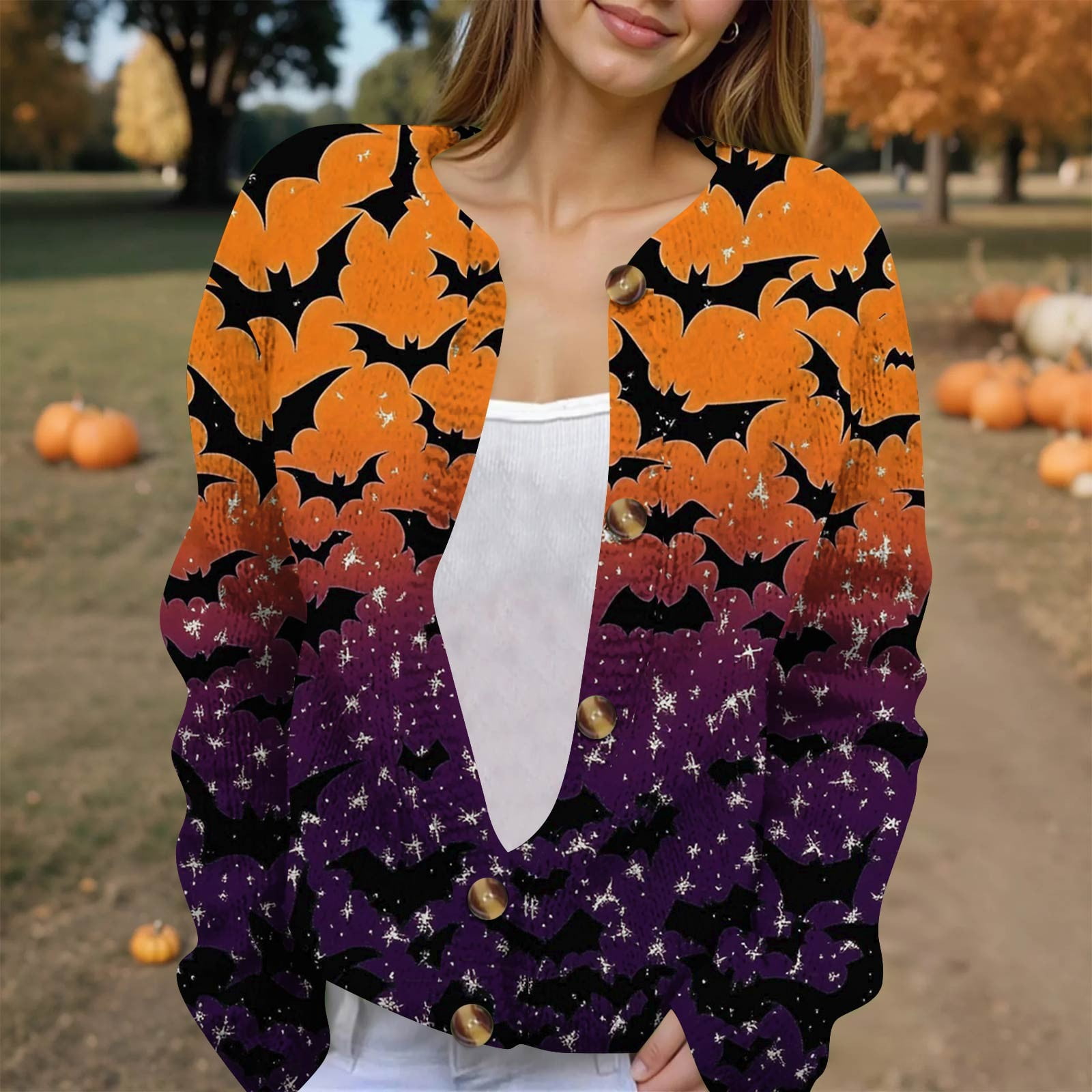 Domuza Women's Halloween Cardigan Sweaters Spooky Funny Print Long ...